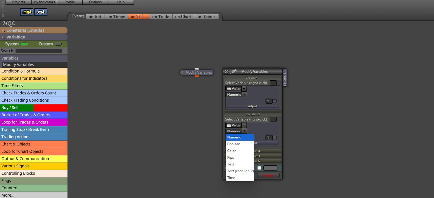 Learning FXdreema: Explore the Modify Variables Block in Depth