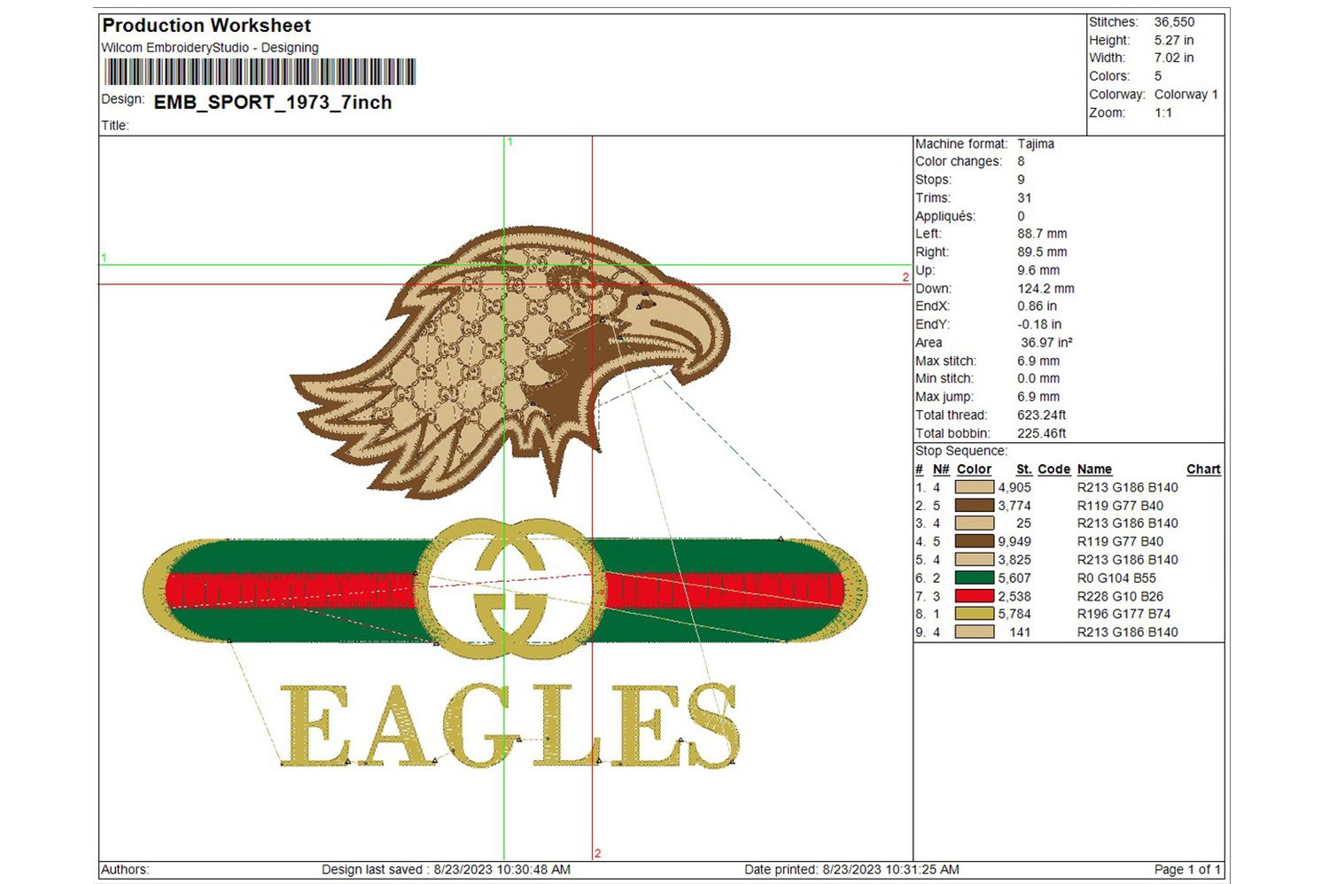 Gu.cci NCAA American University Eagle Embroidery Designs, American ...