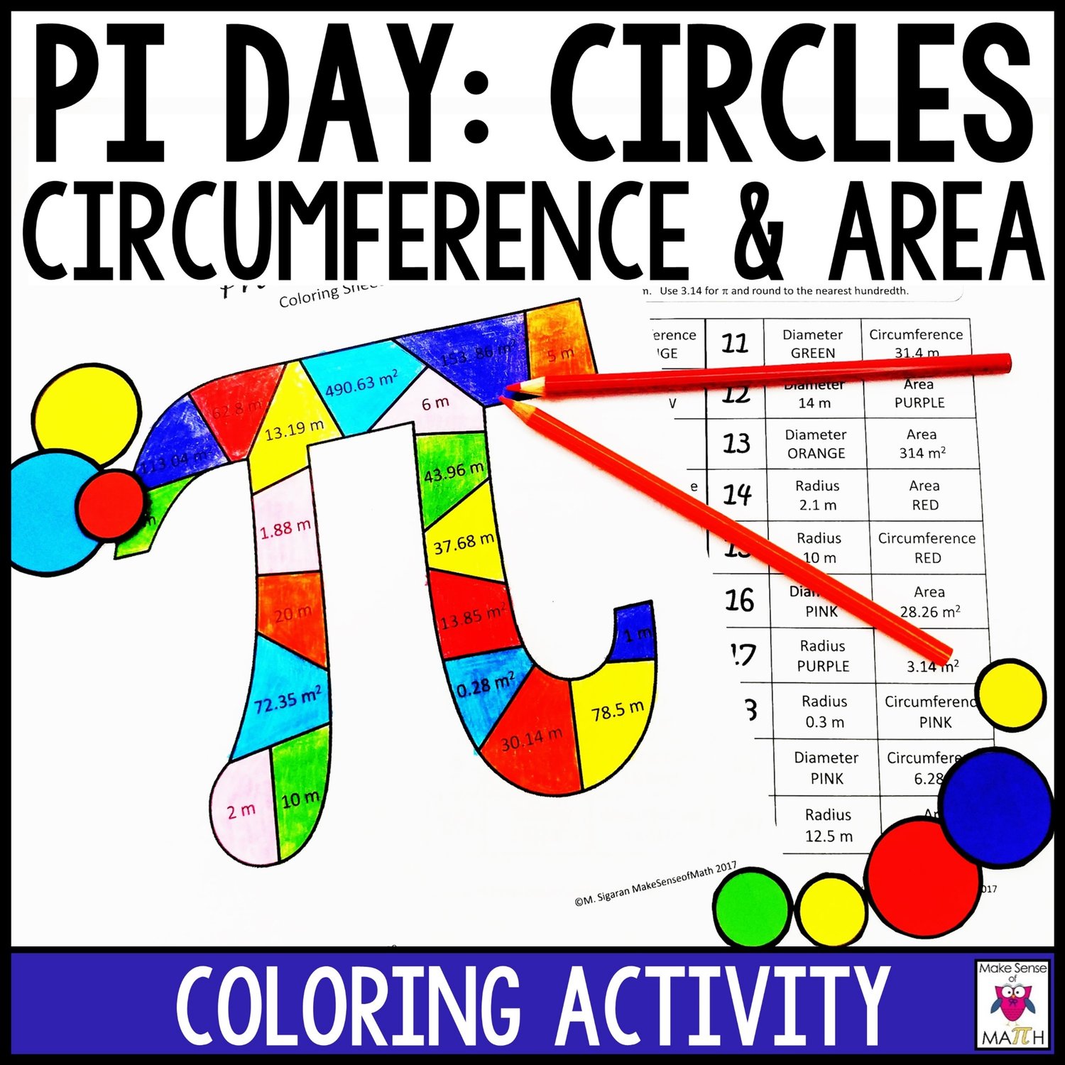 Pi Day Activity - Area & Circumference of a Circle