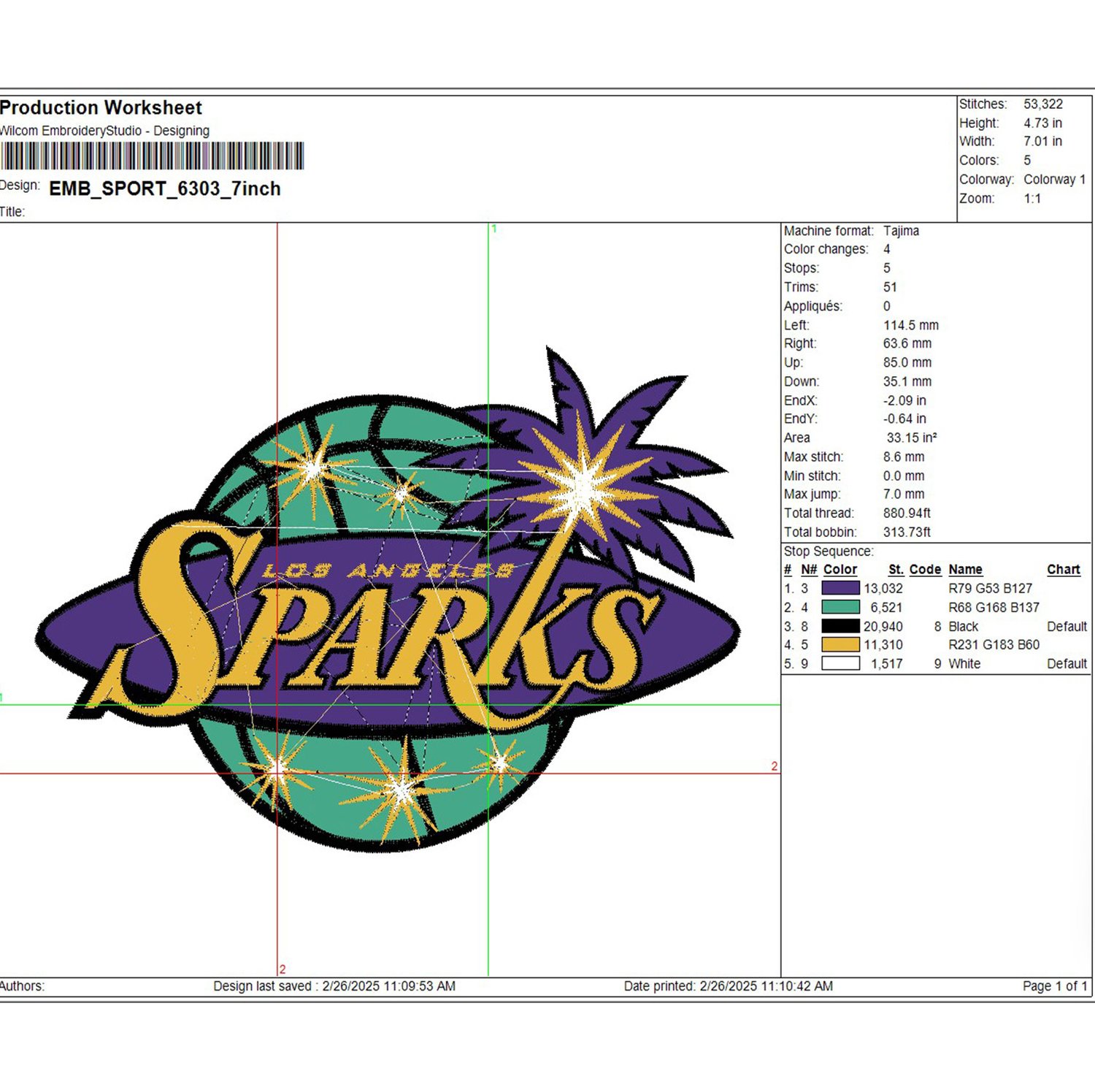 WNBA Los Angeles Sparks Logo Embroidery Files, WNBA Los Angeles Team ...