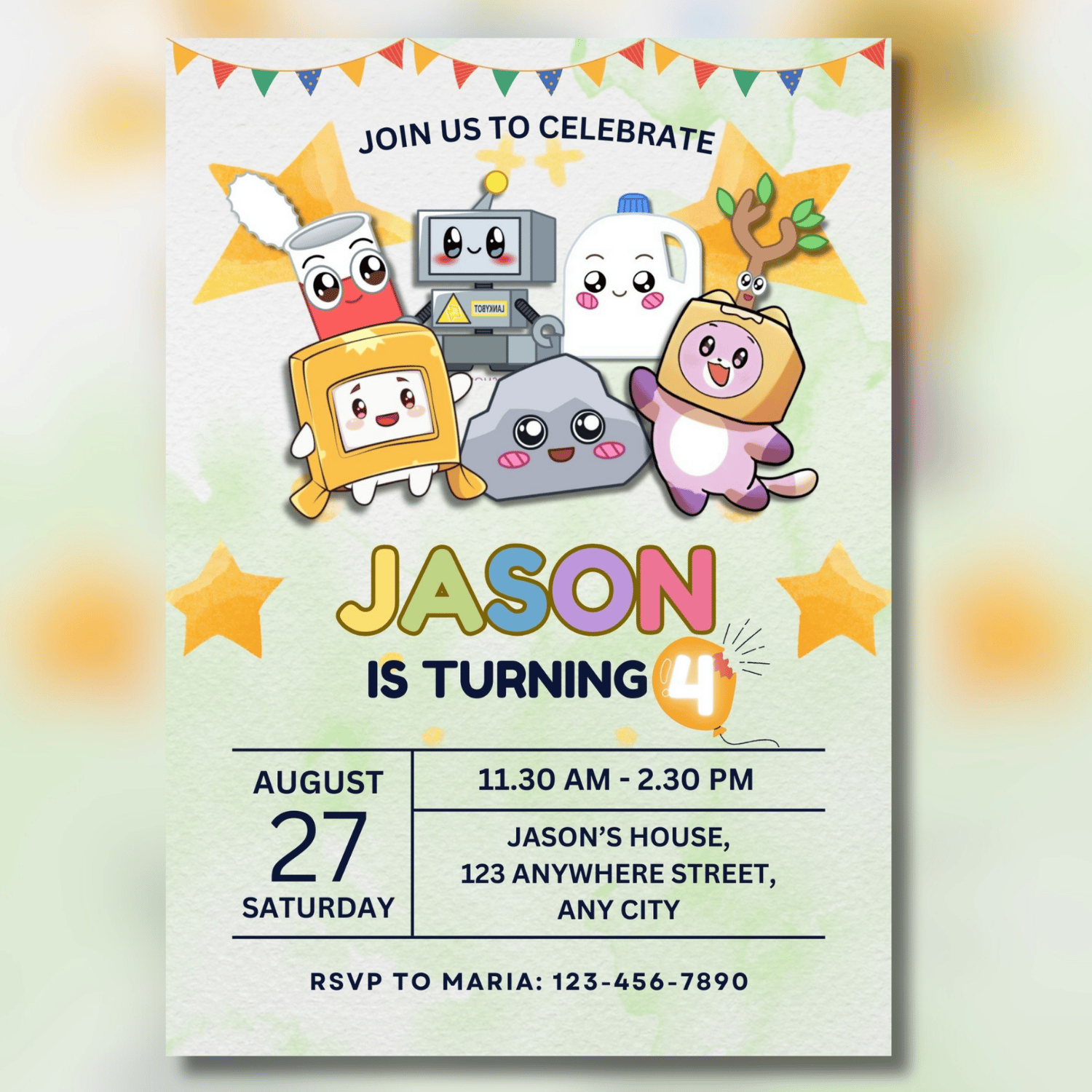 Lankybox Birthday Invitation, lankybox birthday, lankybox invitation ...