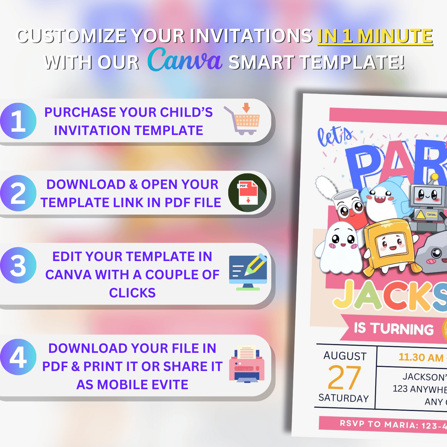 Lankybox Birthday Invitation, lankybox birthday, lankybox invitation ...