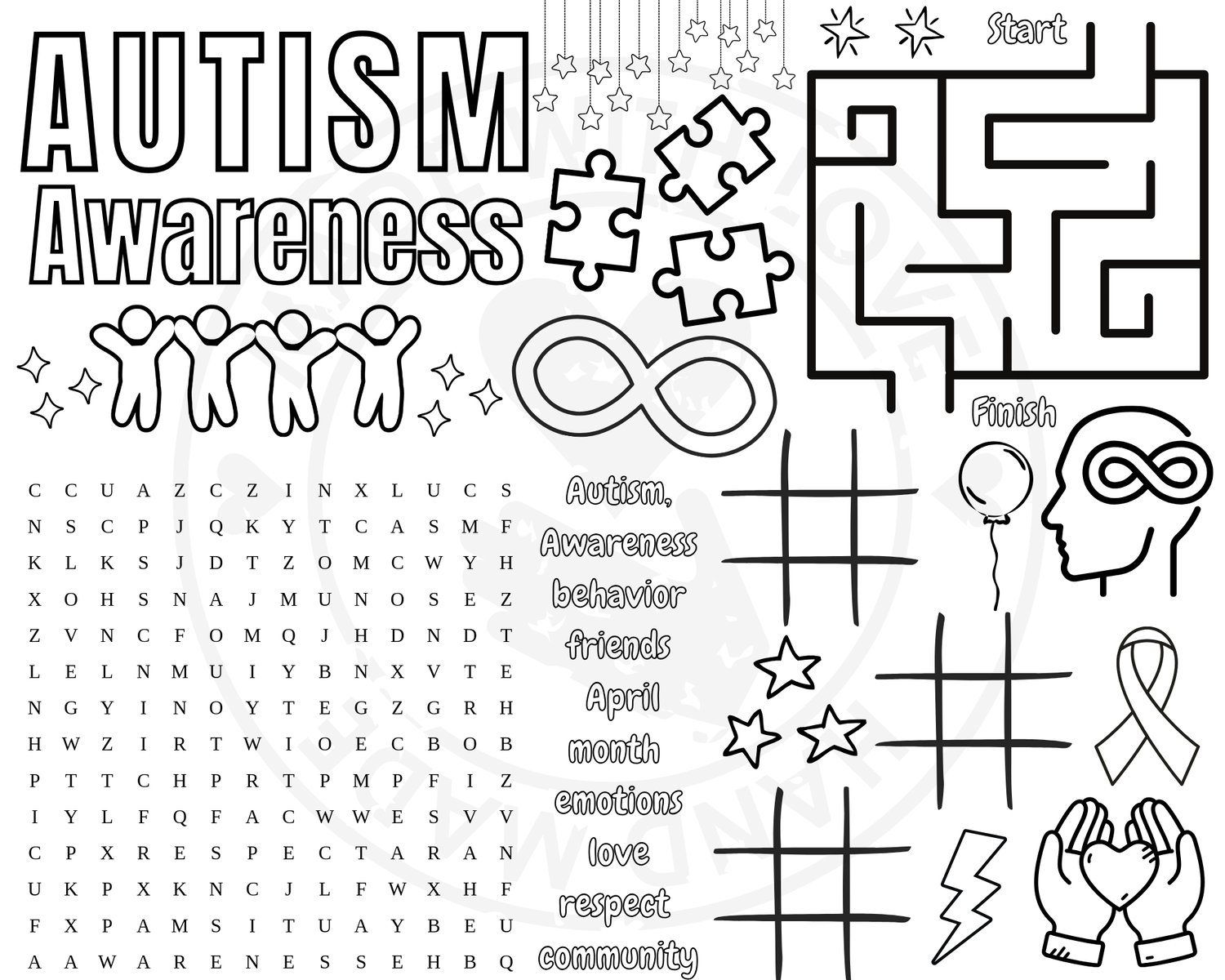 Autism Awareness Coloring Page - Coloring Activities - Payhip