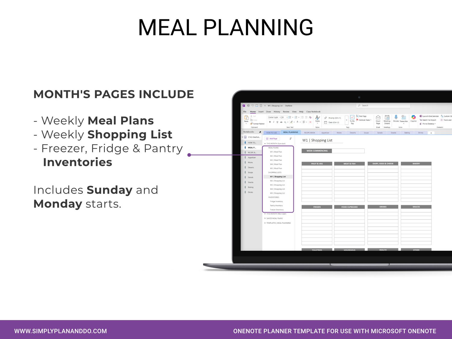 OneNote Digital Recipe Book & Meal Planner