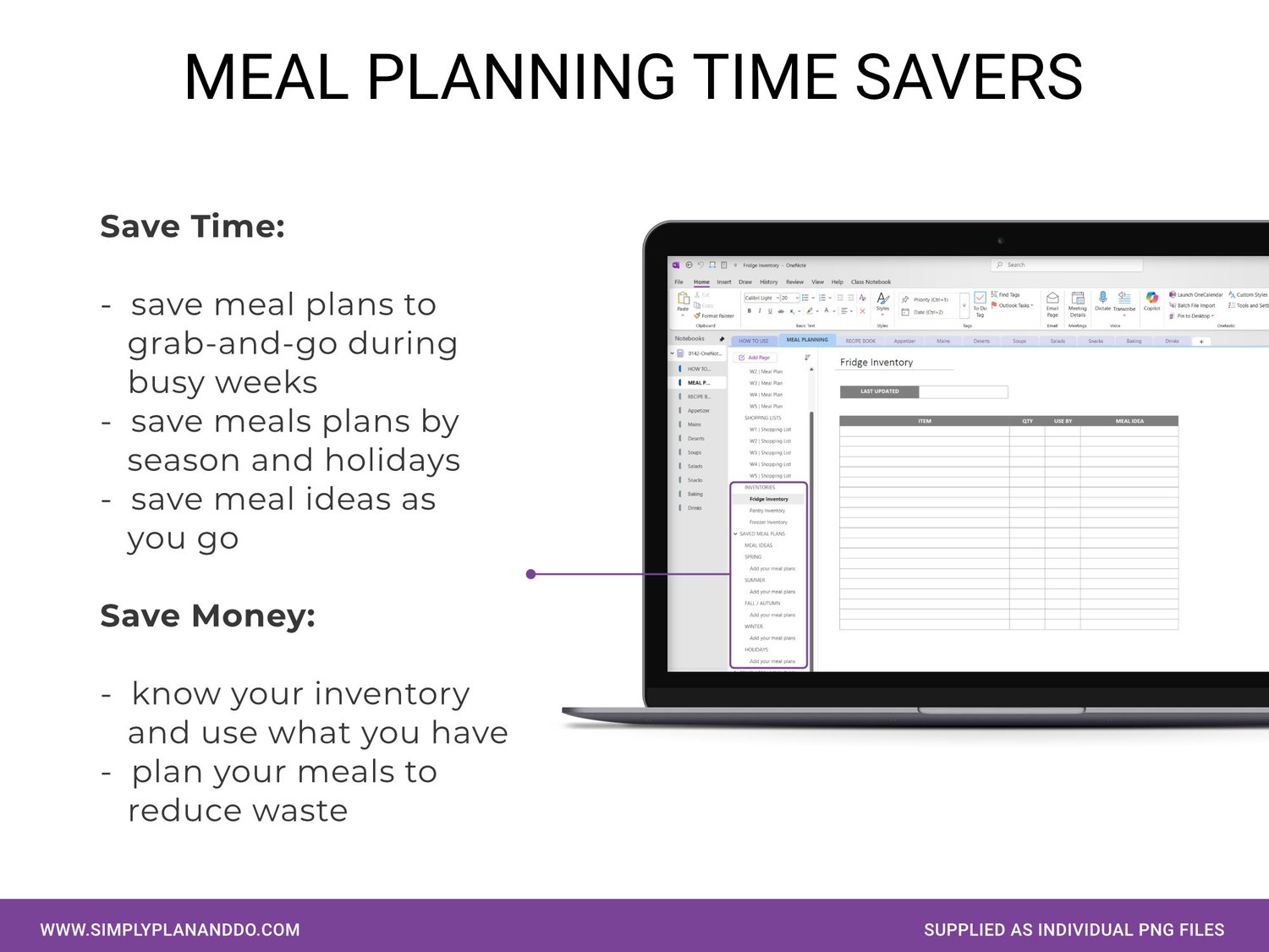 OneNote Digital Recipe Book & Meal Planner