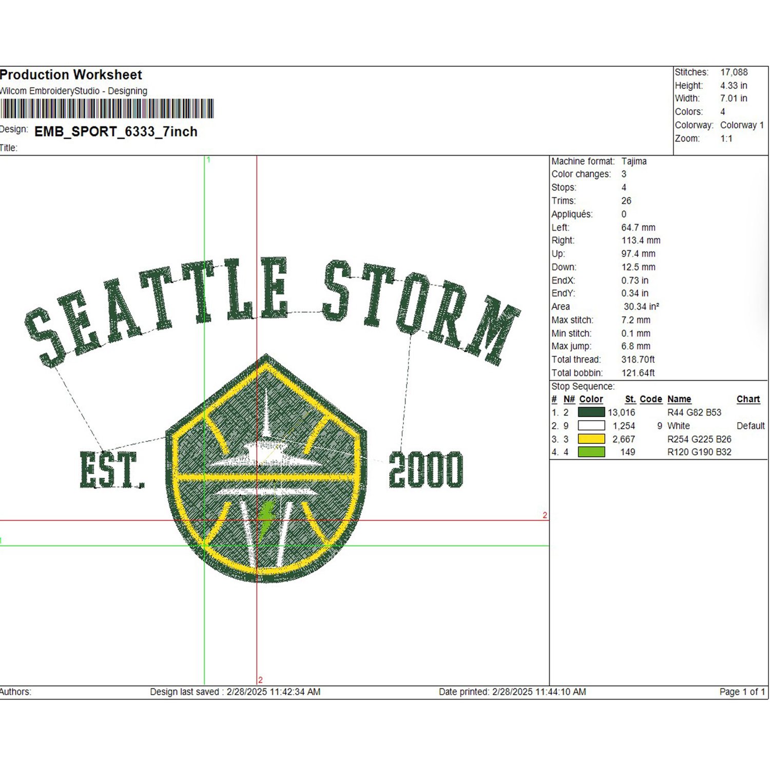 Seattle Storm Basketball Team Est Logo Embroidery Files, WNBA Seattle ...
