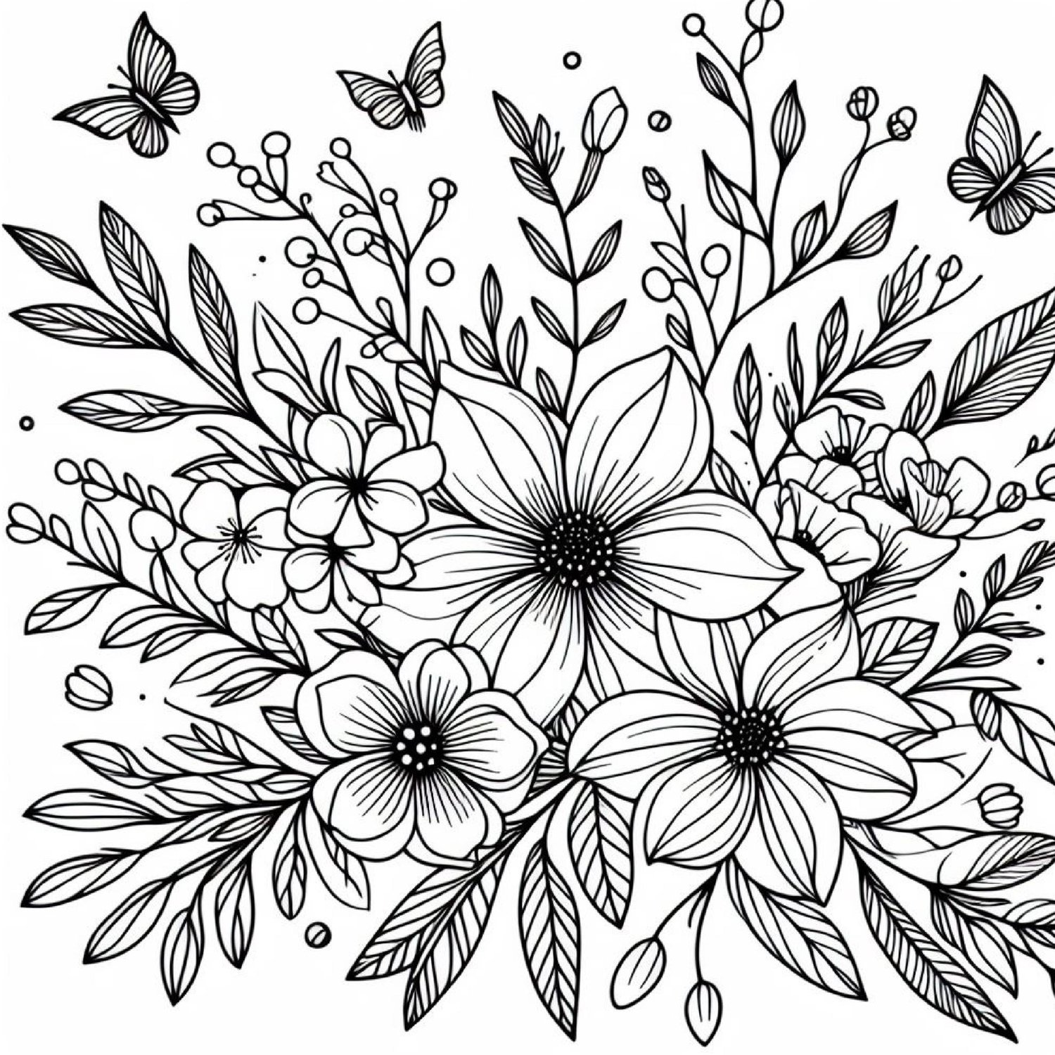 💐 77 Bunches of Flowers Coloring Pages | Printable Floral Coloring Book ...
