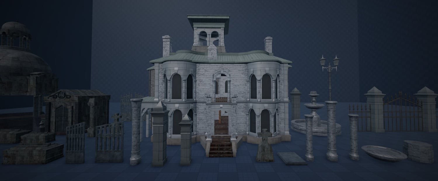 Roblox Gothic Horror Buildings Asset Pack - Haunted Mansion & Graveyard