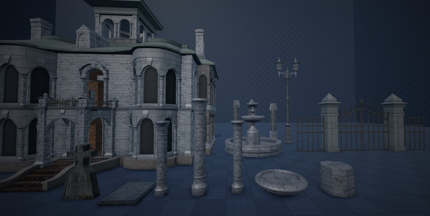 Roblox Gothic Horror Buildings Asset Pack - Haunted Mansion & Graveyard