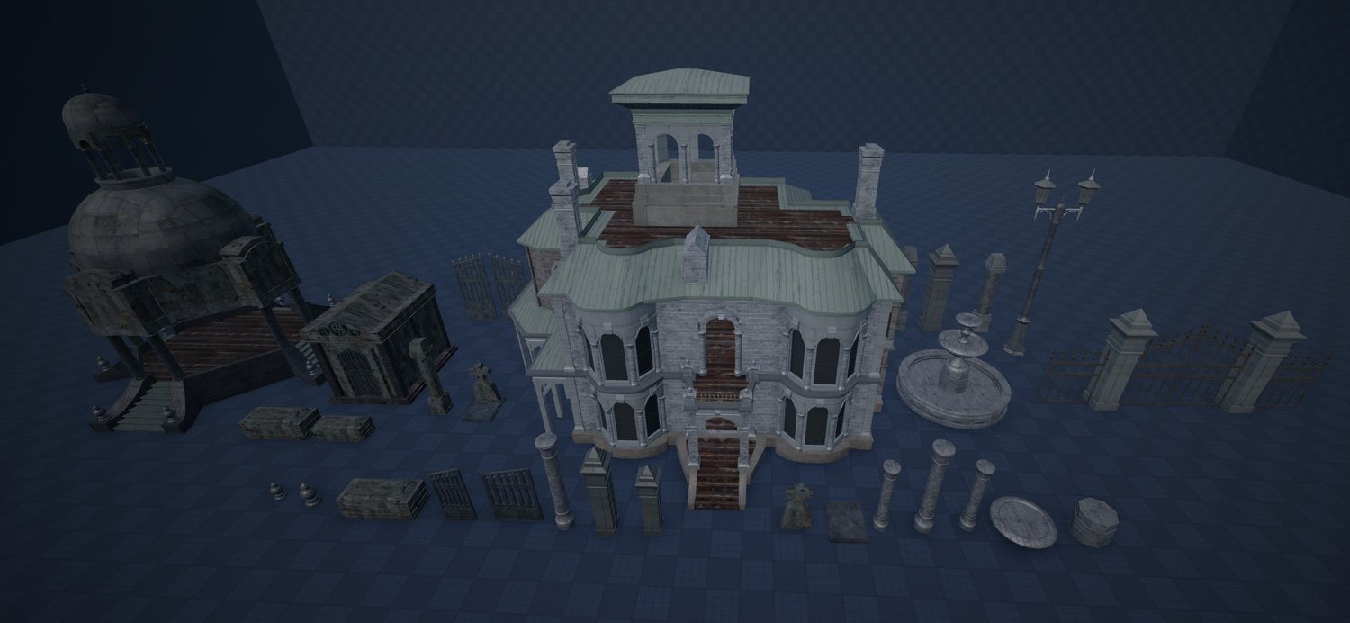 Roblox Gothic Horror Buildings Asset Pack - Haunted Mansion & Graveyard