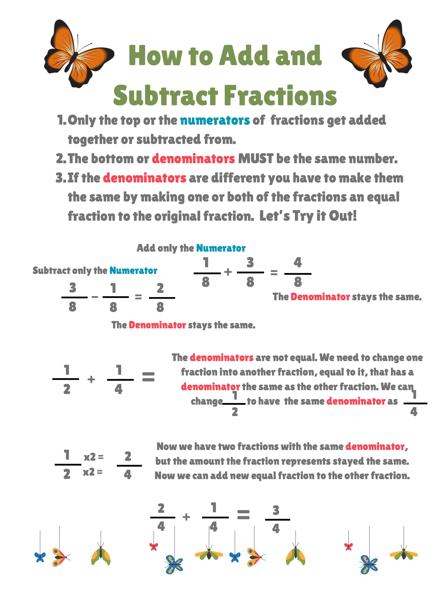 Spring Math Fractions Lessons and Worksheets