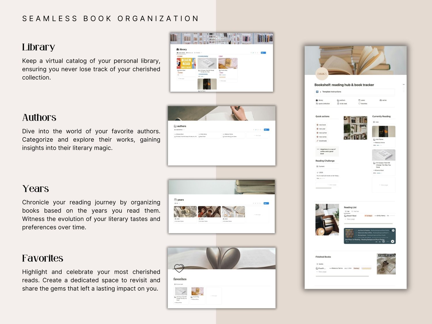Bookshelf: reading hub & book tracker 📖 | Notion Template