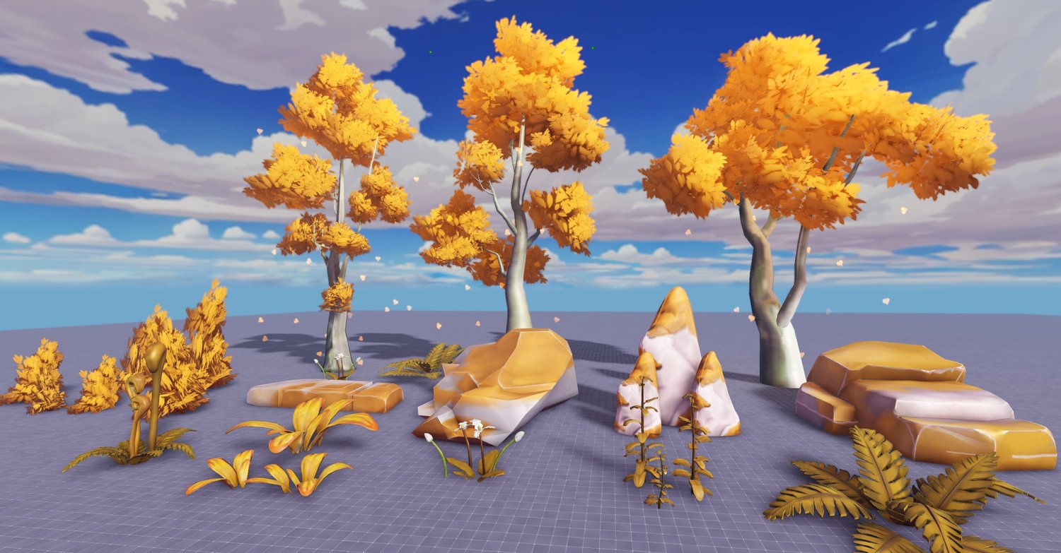 [LIMITED] Fantasy Stylized Roblox Autumn Trees & Rocks Nature Pack