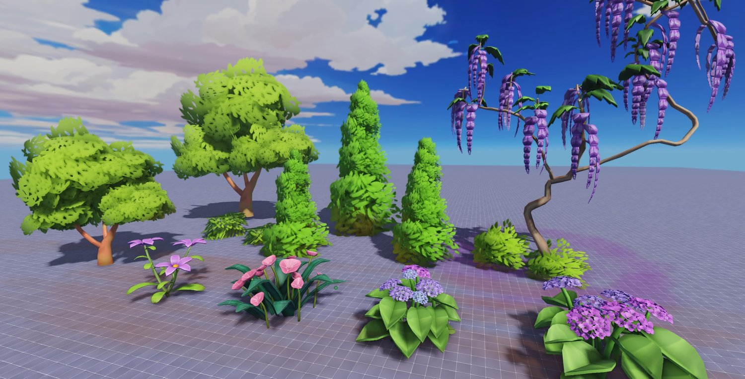 [NEW] Fantasy Stylized Green Forest Roblox Nature Assets Pack