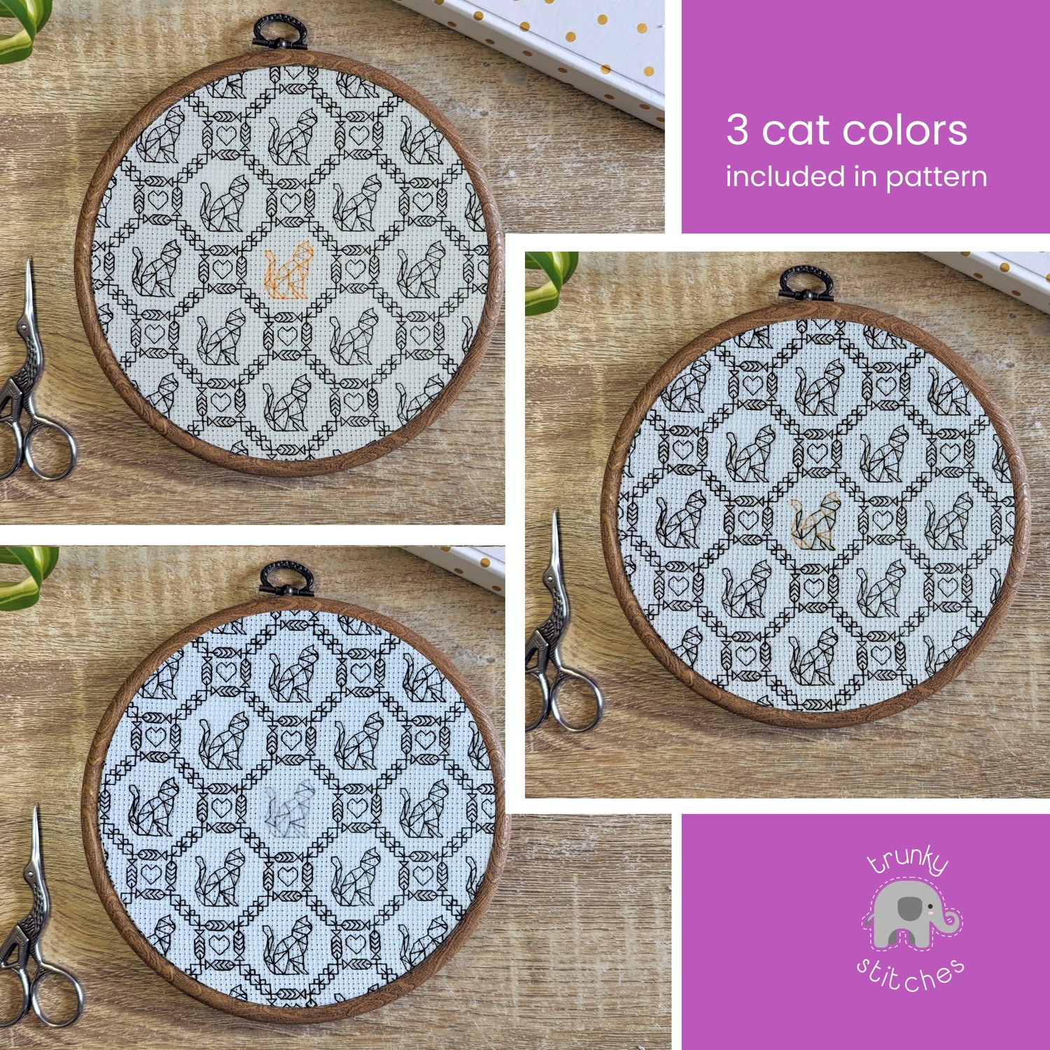 Blackwork cat pattern