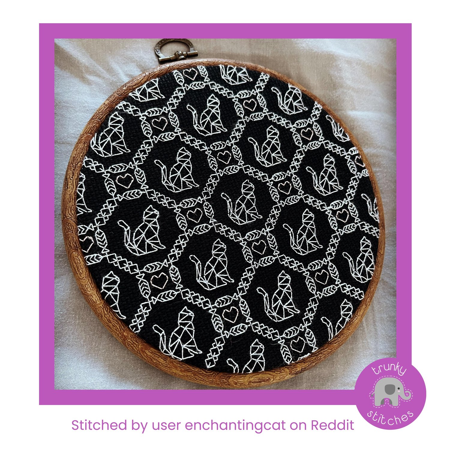 Blackwork cat pattern
