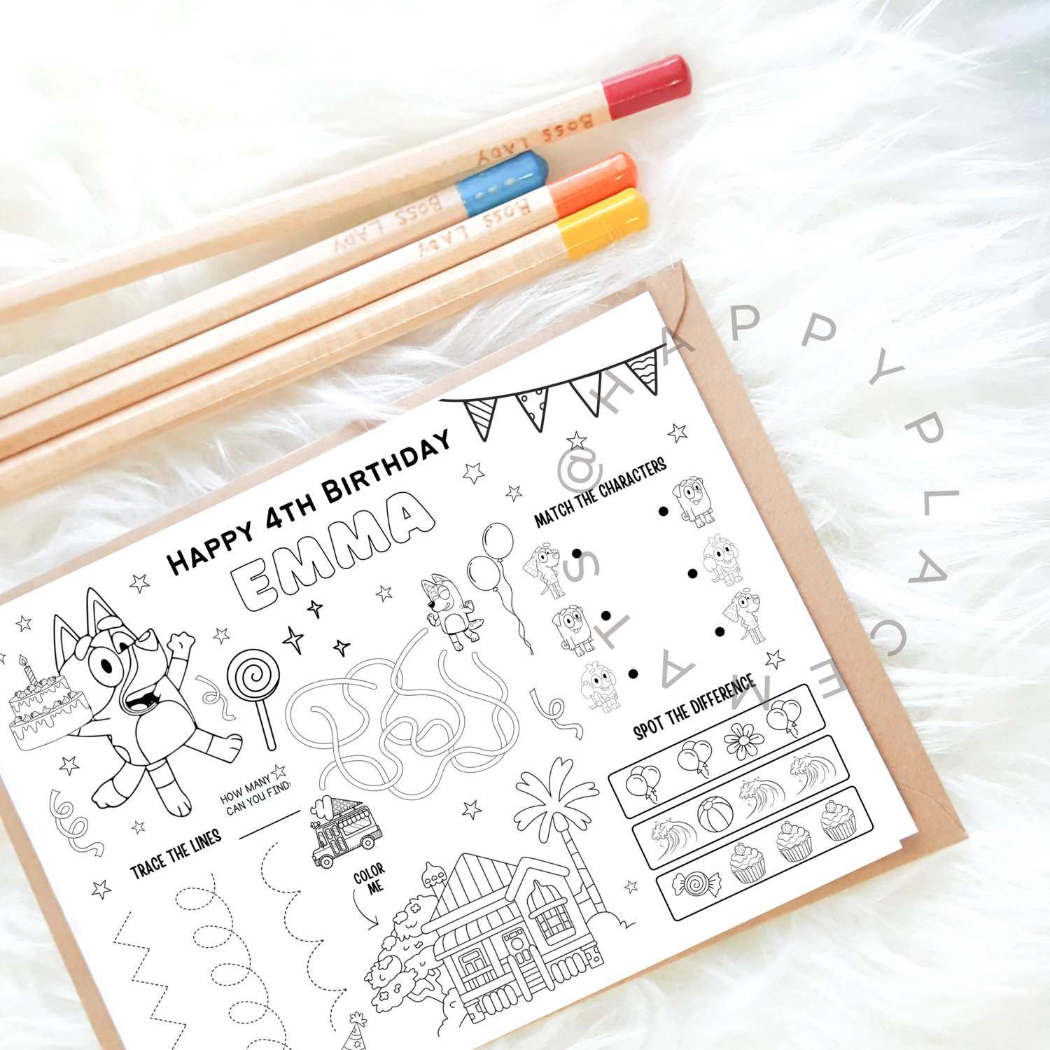 Bluey Birthday Placemat Activity Page