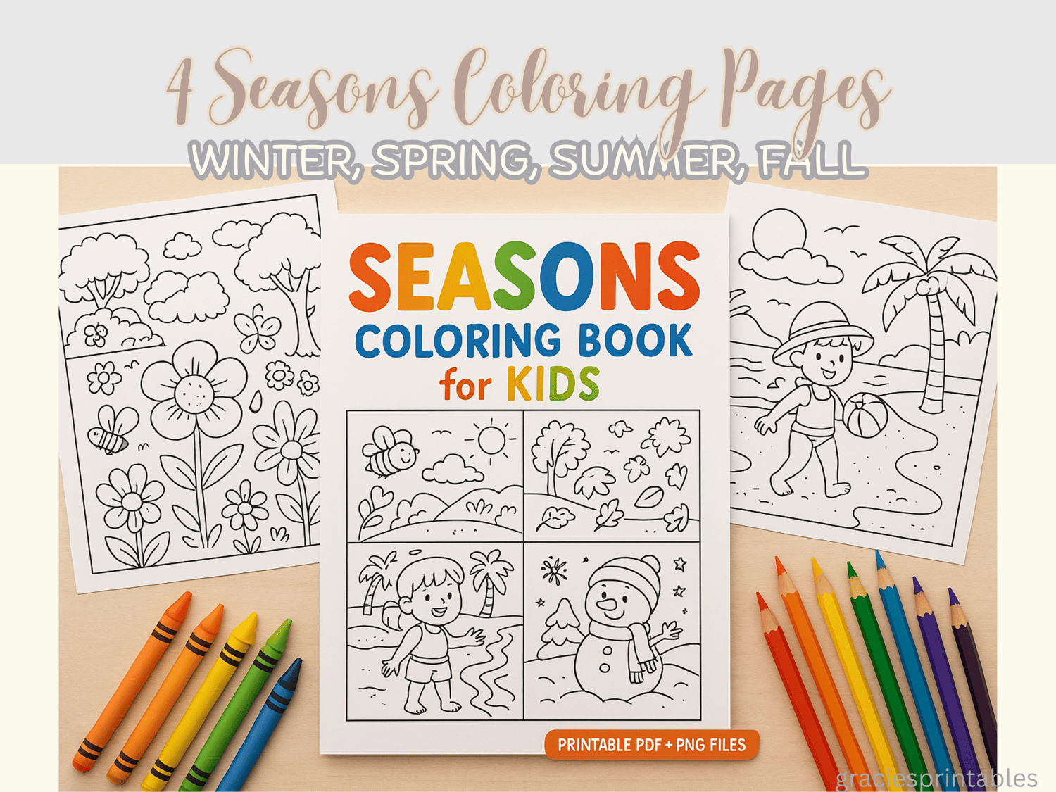 Seasons Coloring Book for Kids | 20 Fun Printable Pages | Spring ...