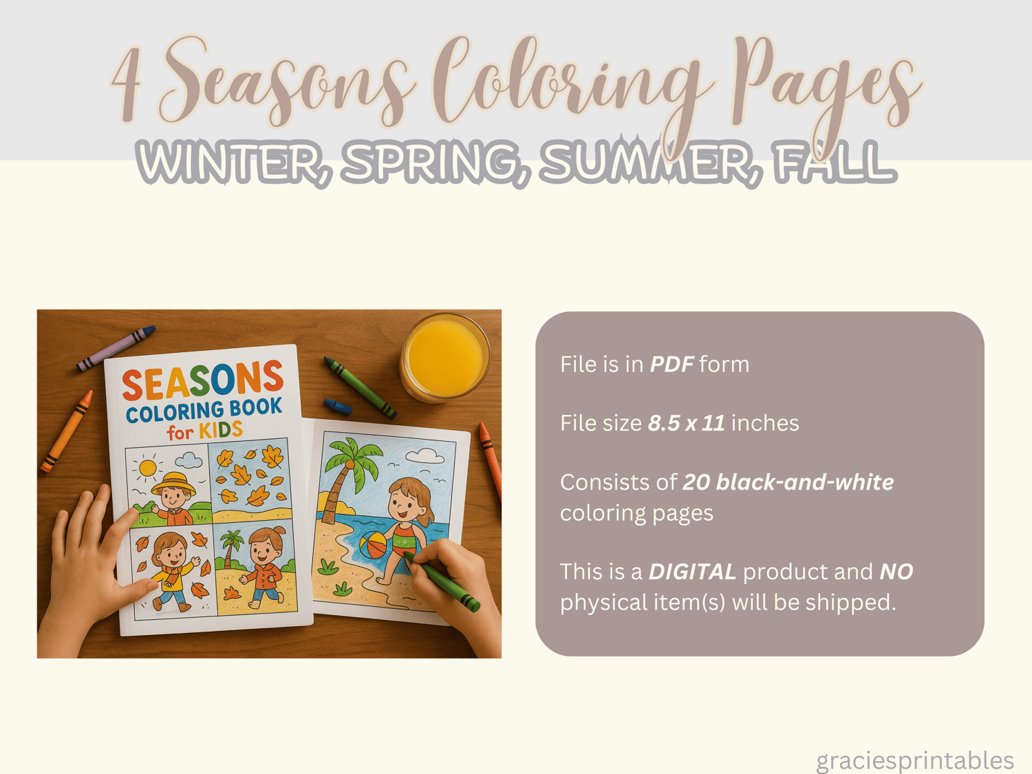 Seasons Coloring Book for Kids | 20 Fun Printable Pages | Spring ...
