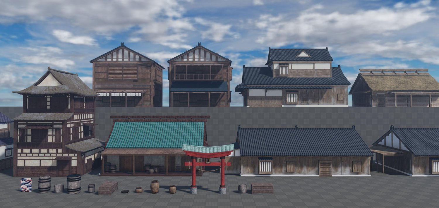 Realistic Feudal Japanese Buildings Pack for Roblox Edo Samurai Style