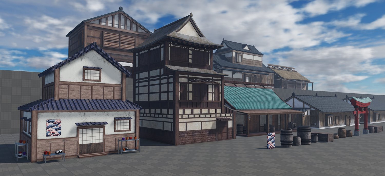 Realistic Feudal Japanese Buildings Pack for Roblox Edo Samurai Style