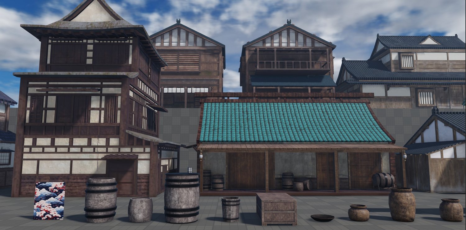 Realistic Feudal Japanese Buildings Pack for Roblox Edo Samurai Style