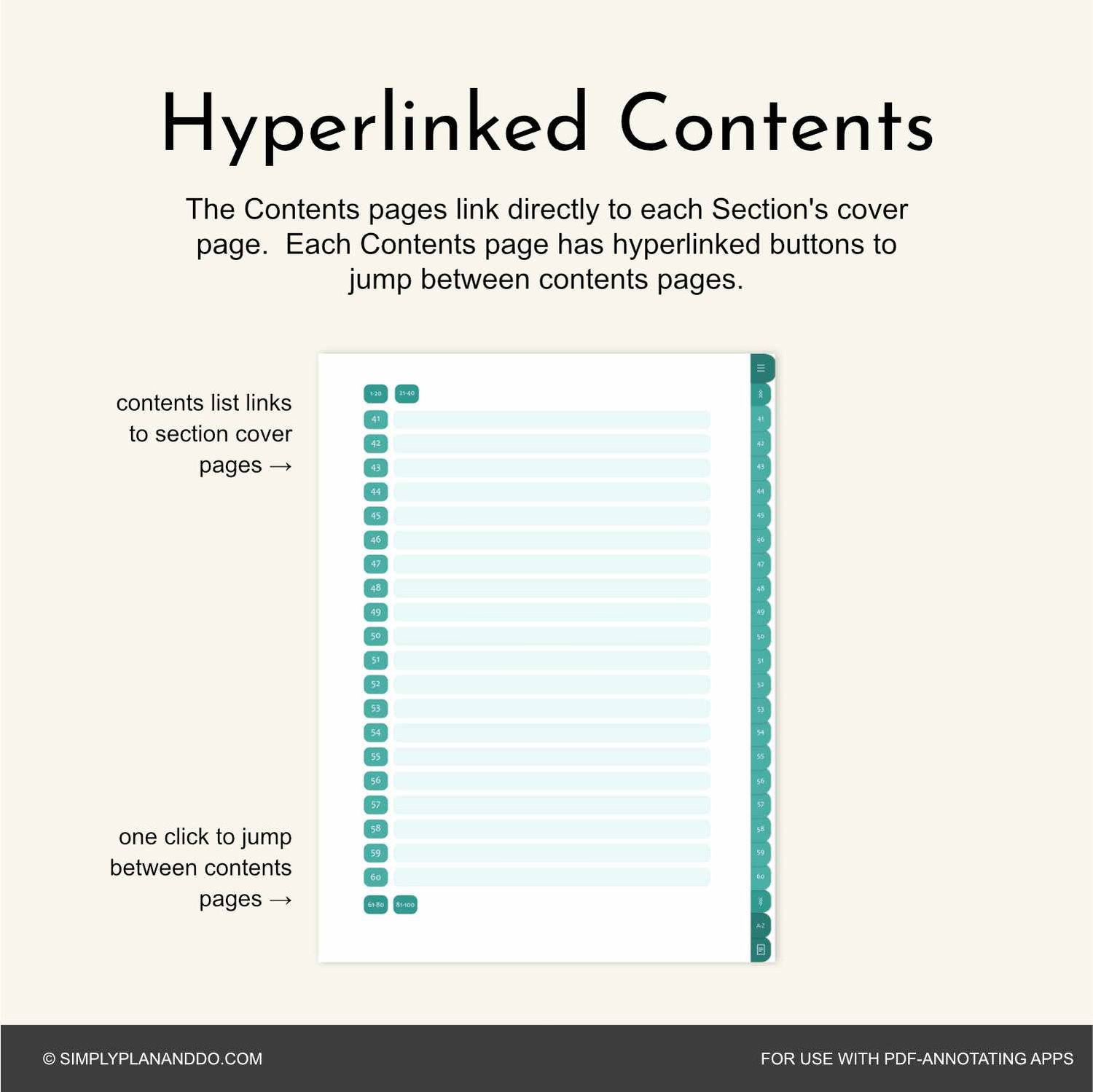 100-Tab Digital Notebook | Lined 'Paper' style | PDF with hyperlinked ...
