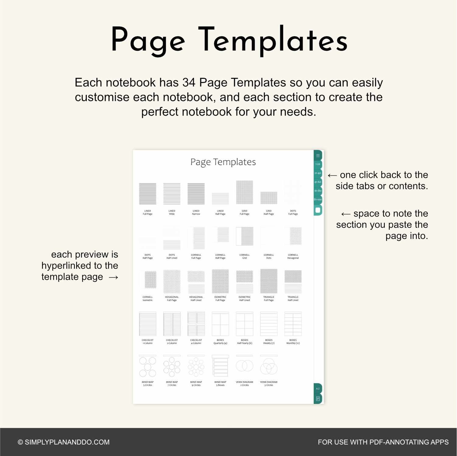 100-Tab Digital Notebook | Lined 'Paper' style | PDF with hyperlinked ...
