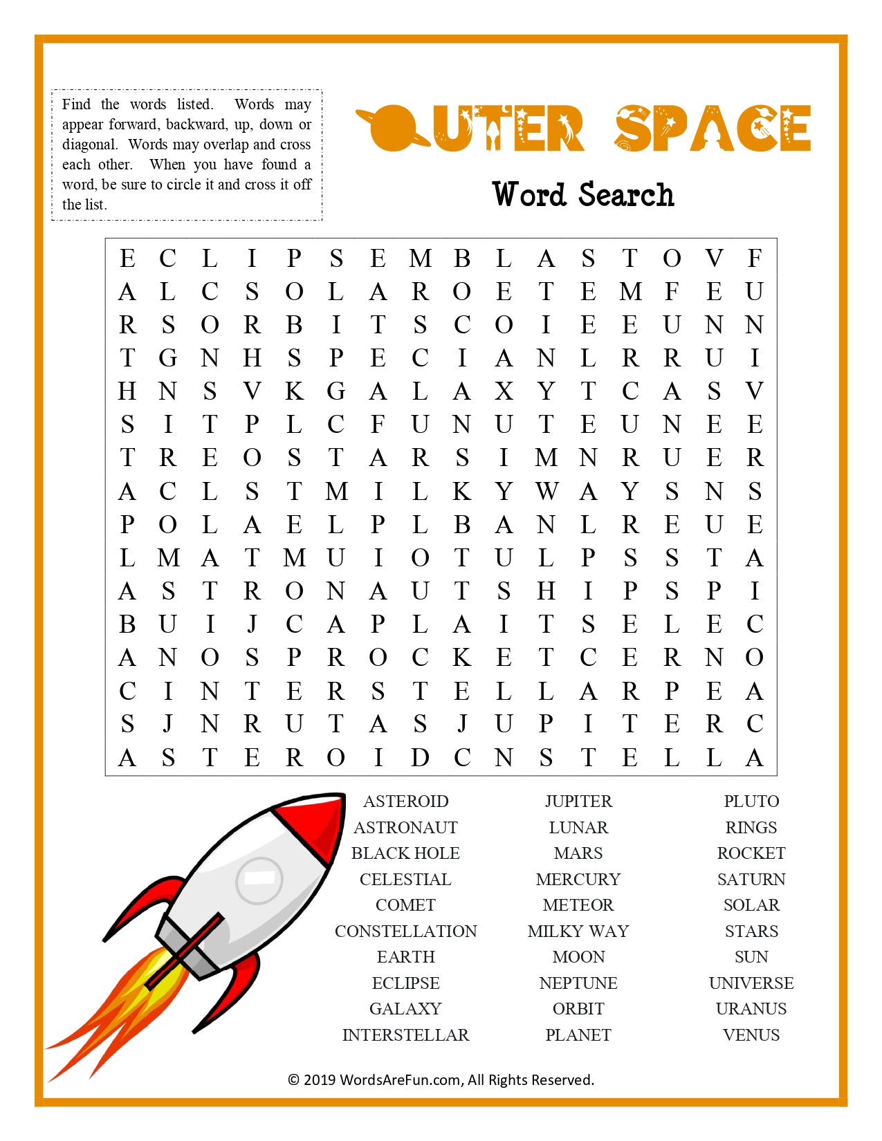 Outer Space Word Search | Printable Science Vocabulary Activity for ...