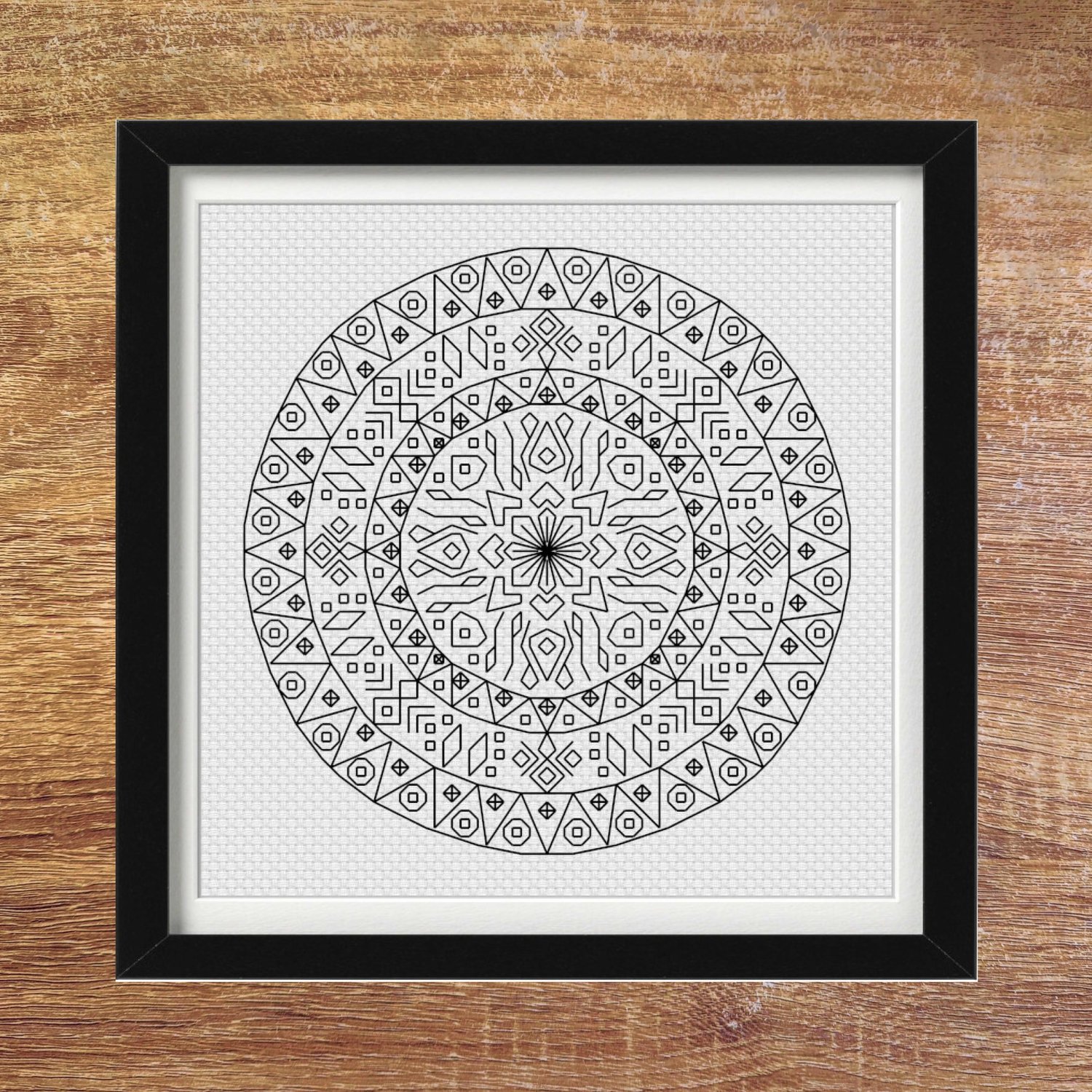 Aztec Mandala blackwork pattern