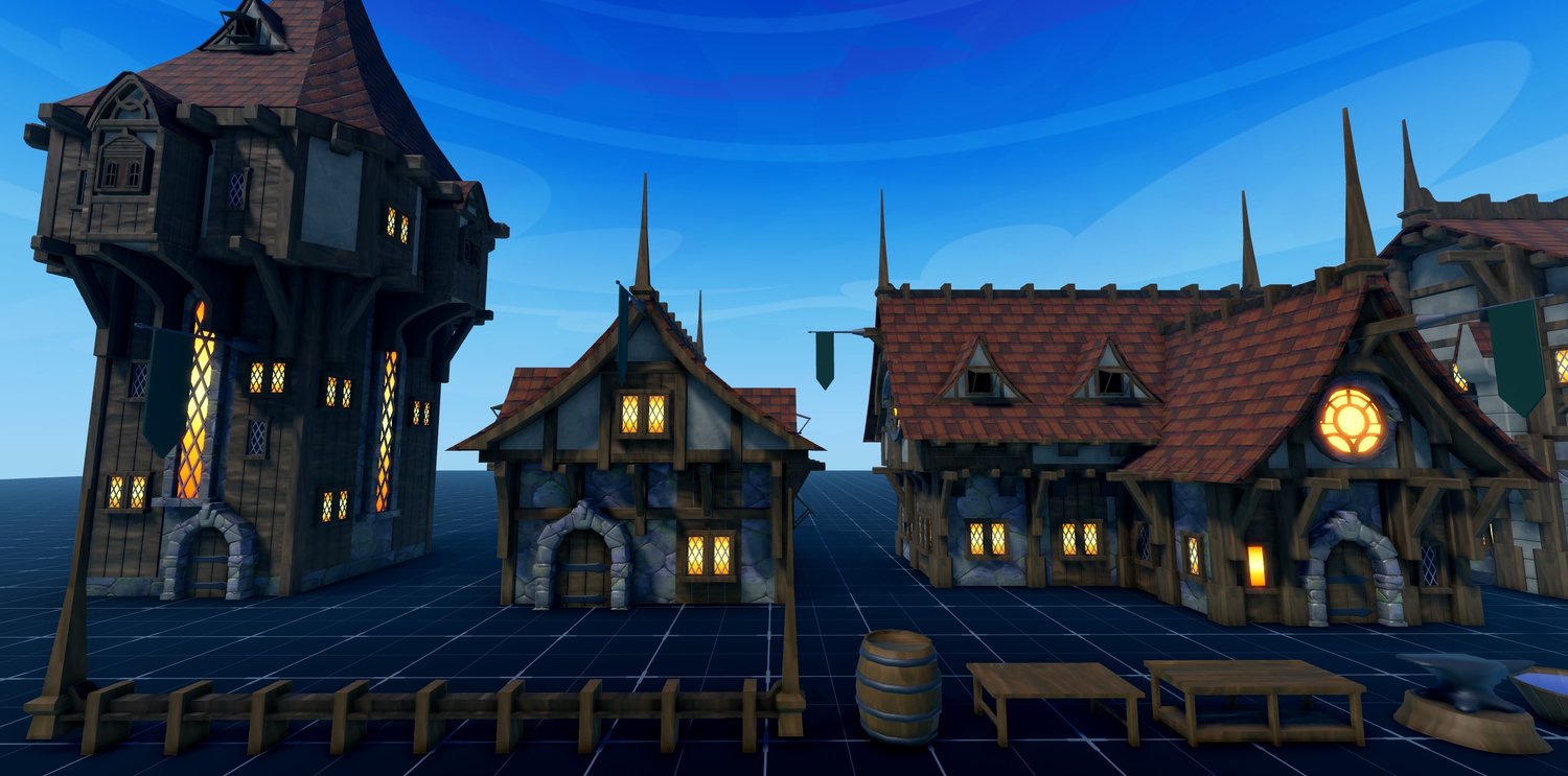 [Custom] Fantasy Stylized Roblox Medieval Buildings Pack