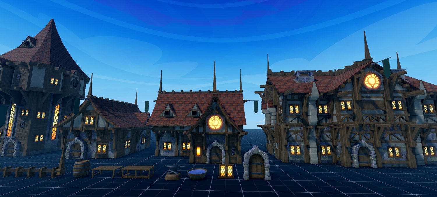 [Custom] Fantasy Stylized Roblox Medieval Buildings Pack