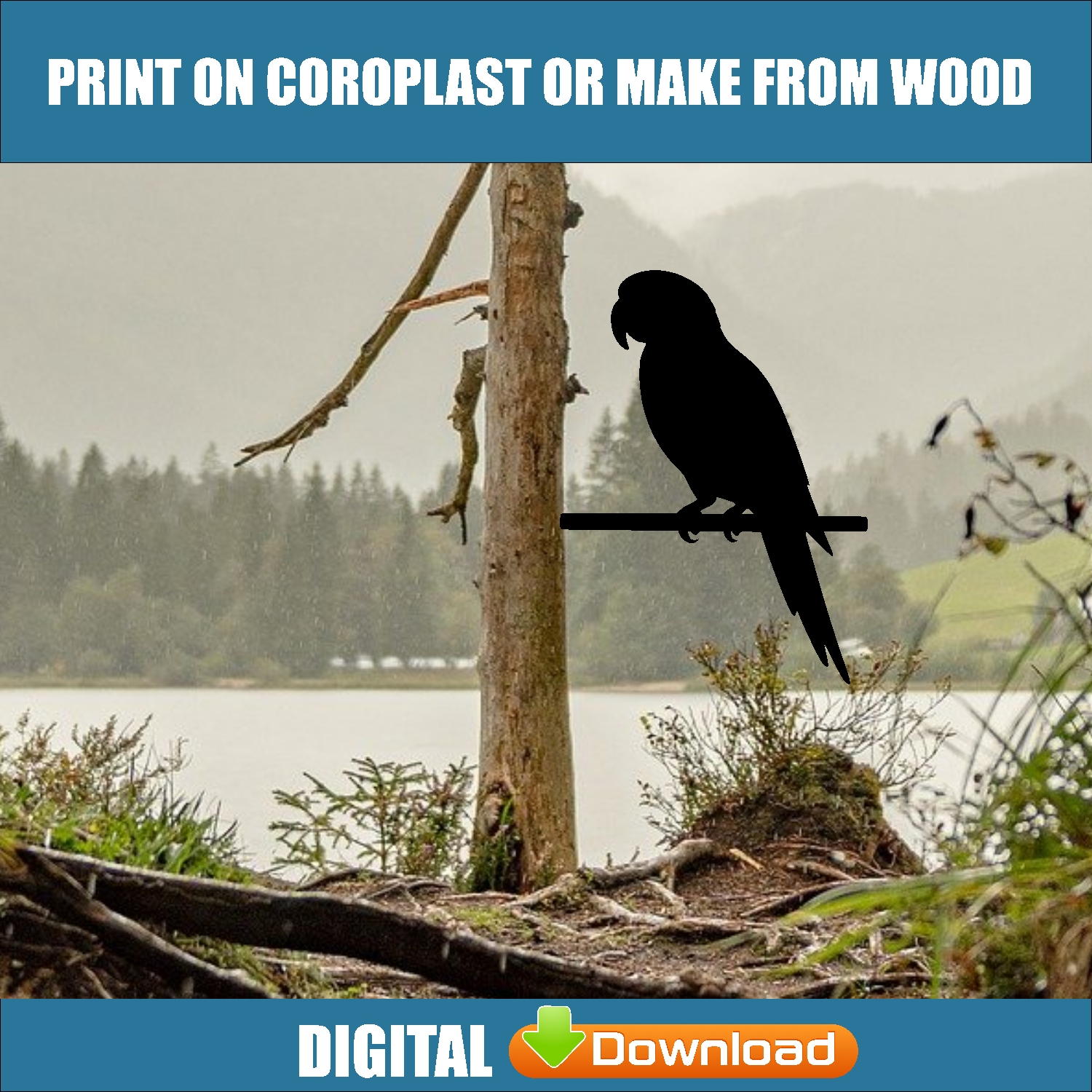Tropical Parrot Yard - Wall Art Pattern | Trace & Cut Silhouette ...