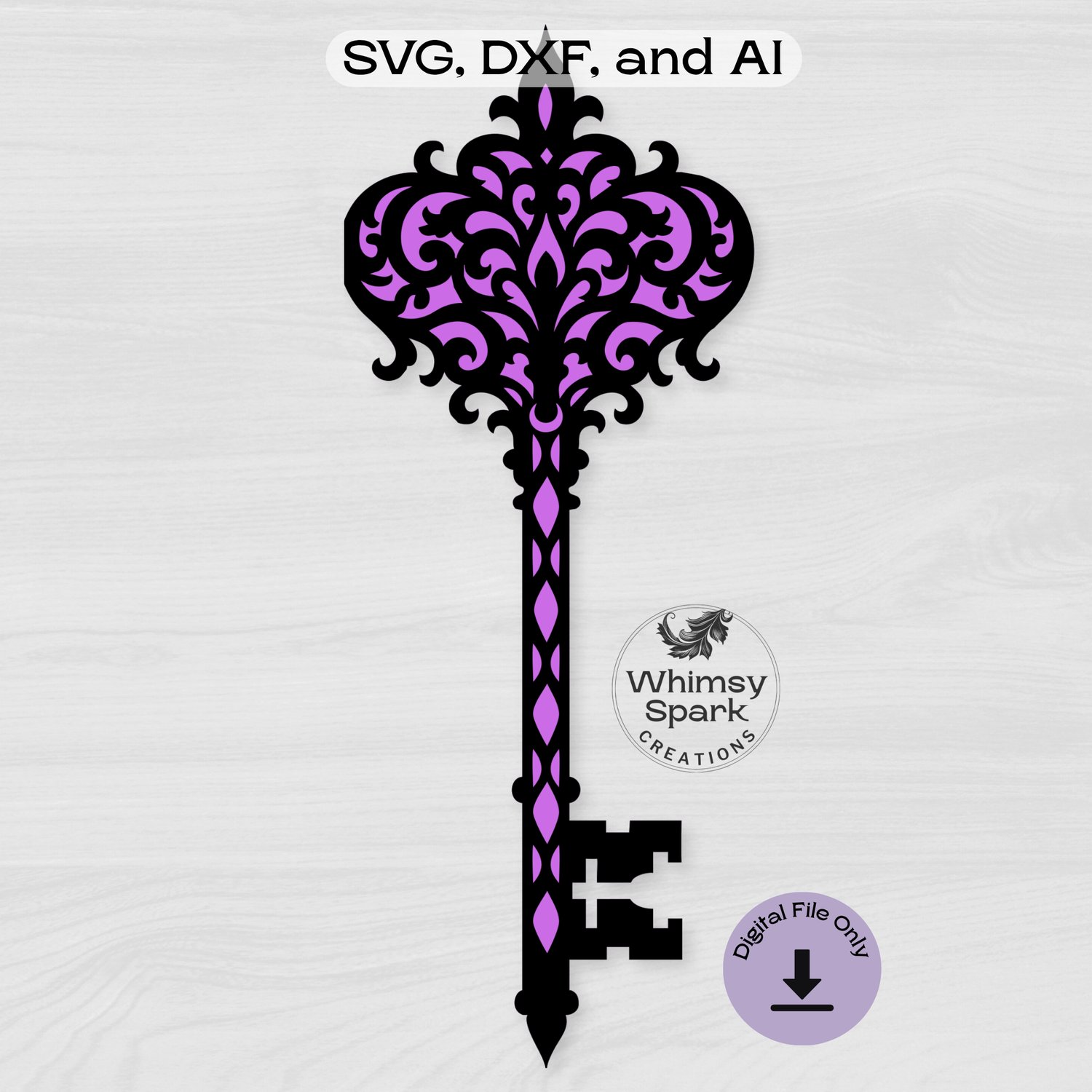 Layered Skeleton Key SVG – 2-Layer Laser Cut File for Cricut ...