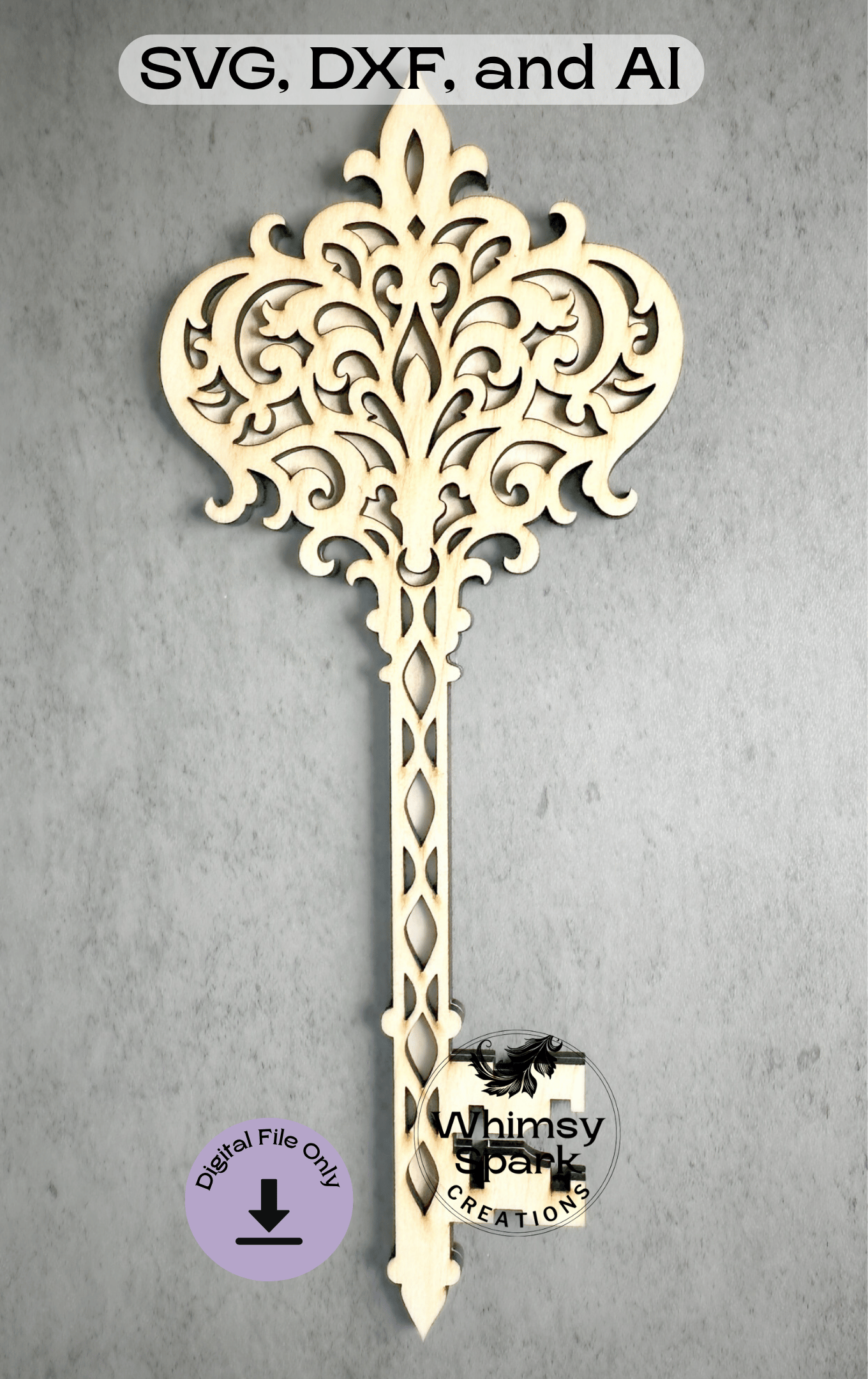 Layered Skeleton Key SVG – 2-Layer Laser Cut File for Cricut ...