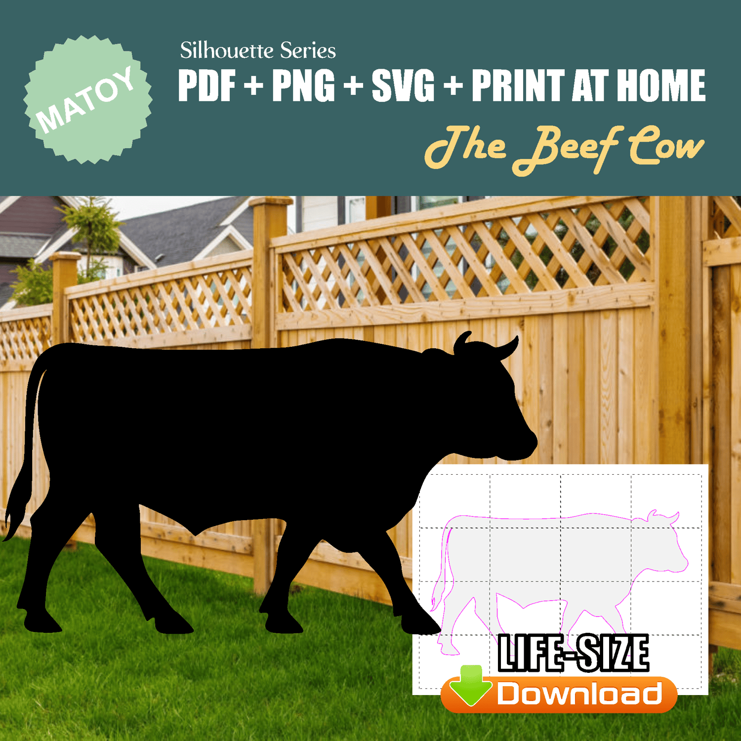 Beef Cow Farm Party and Wall Decor | Printable Life-Size Silhouette ...