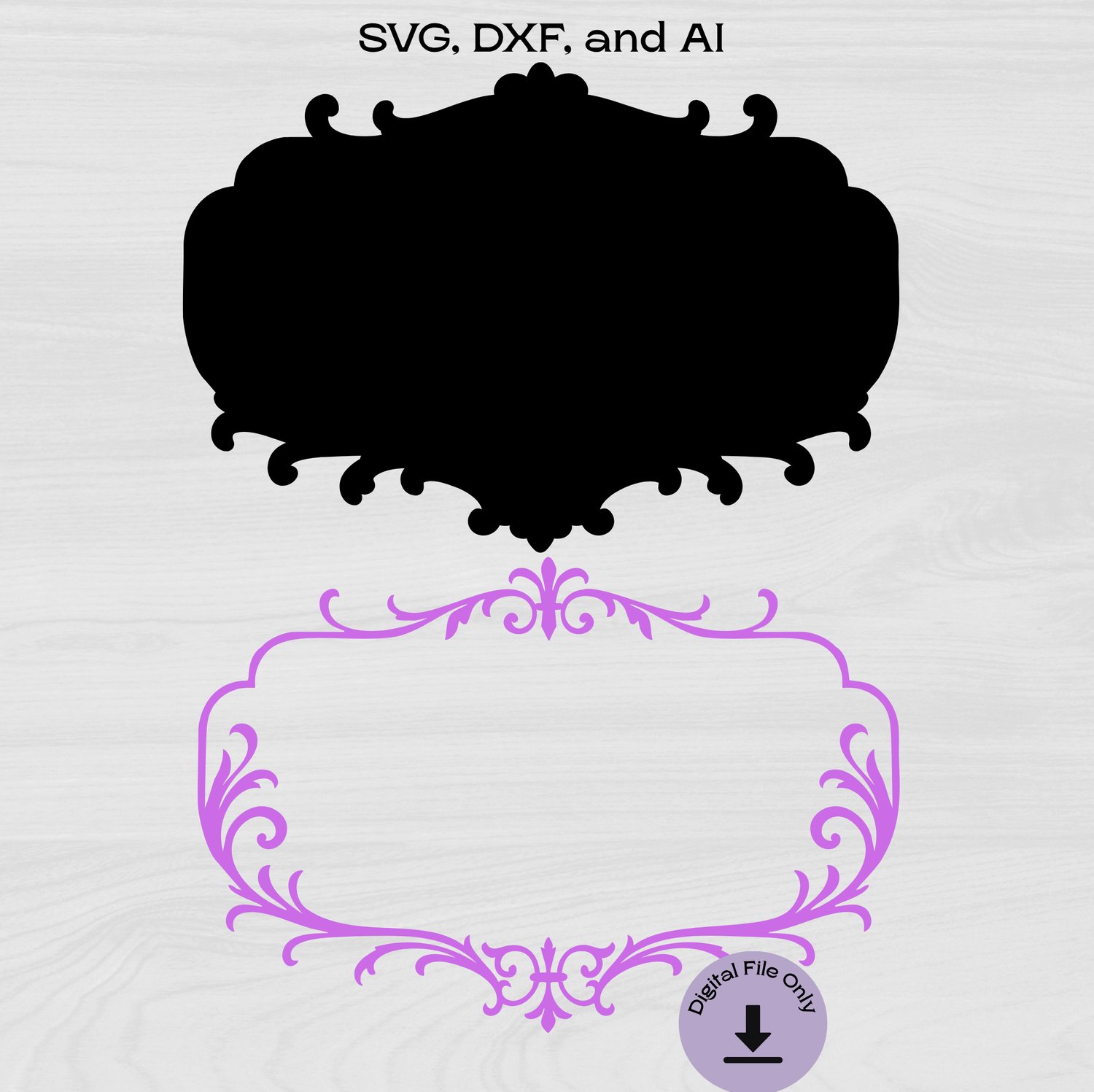 Ornate Sign Blank SVG – Baroque Laser Cut File for Cricut, Glowforge ...