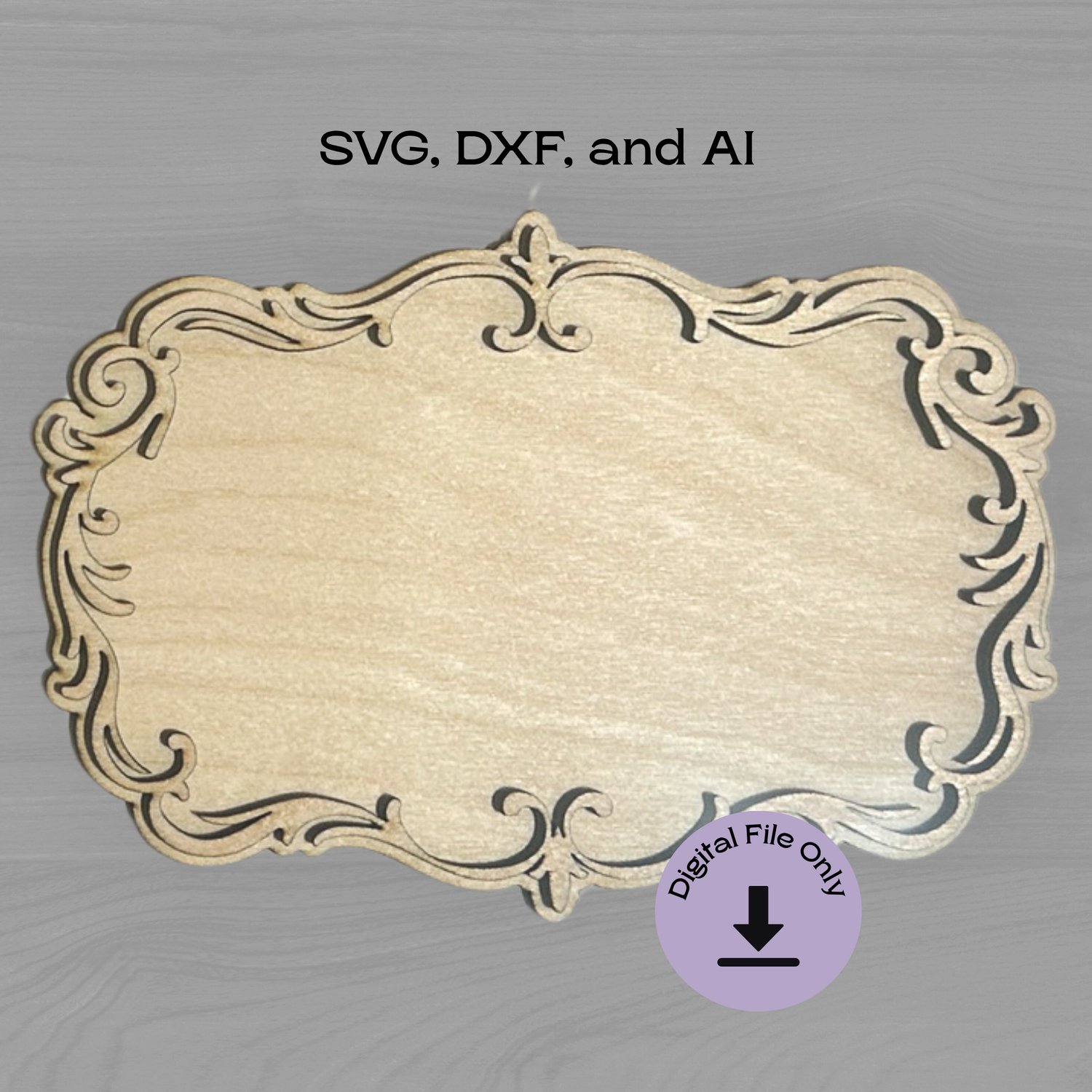 Ornate Sign Blank SVG – Baroque Laser Cut File for Cricut, Glowforge ...