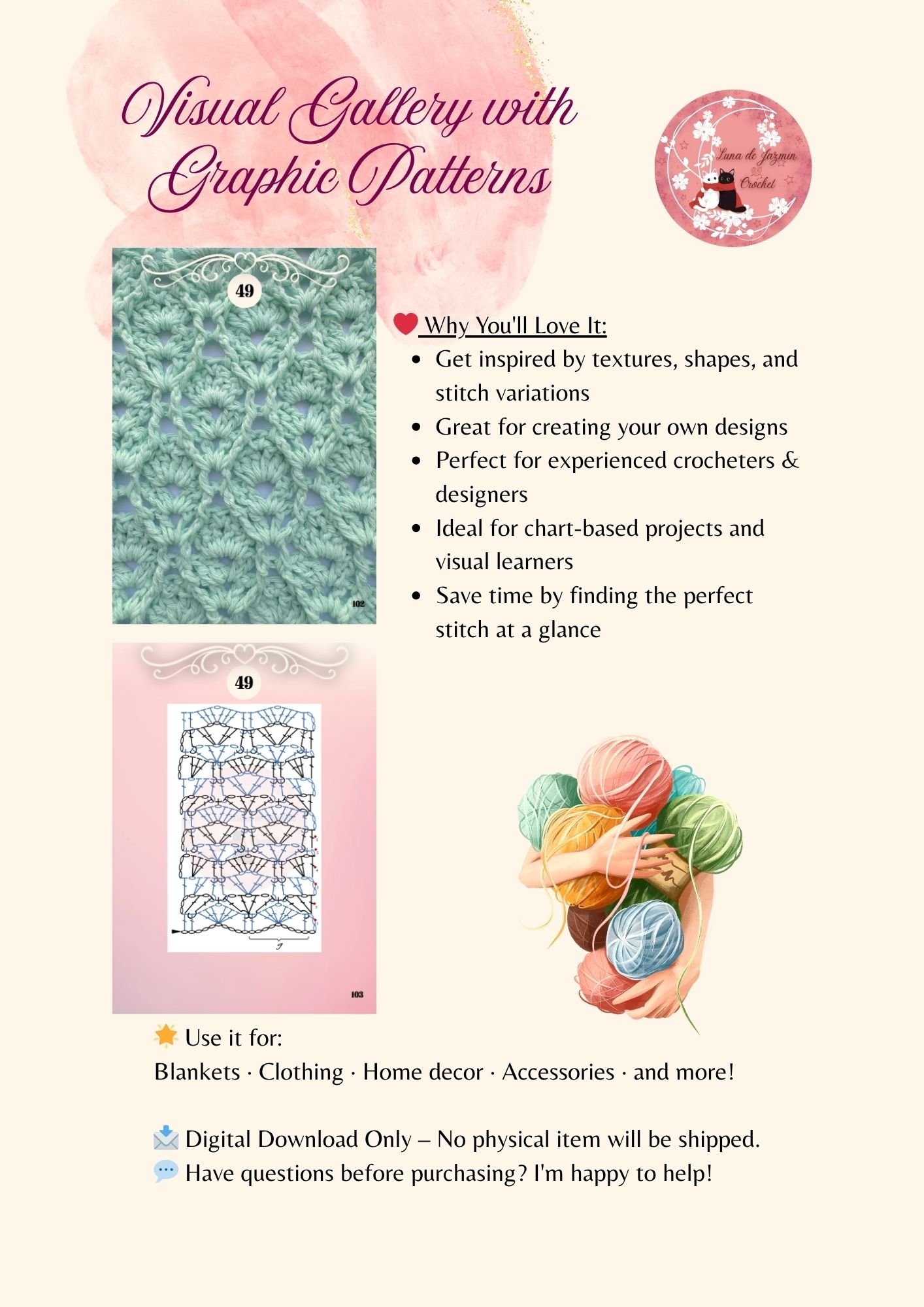 50 Crochet Stitches Visual Pattern Gallery - Payhip