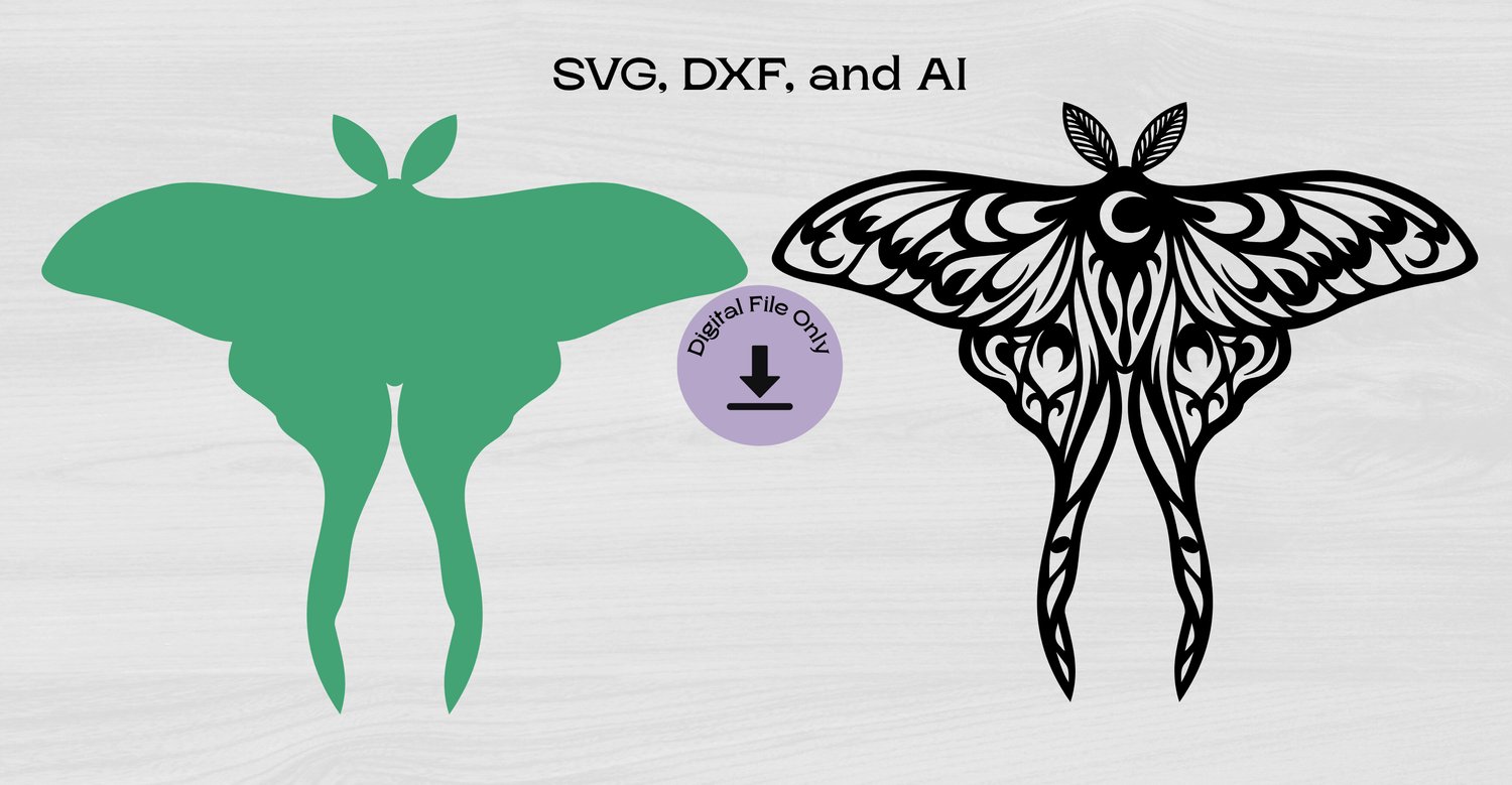 Luna Moth SVG Layered Laser Cut File – Gothic Boho Wall Art – Vinyl ...