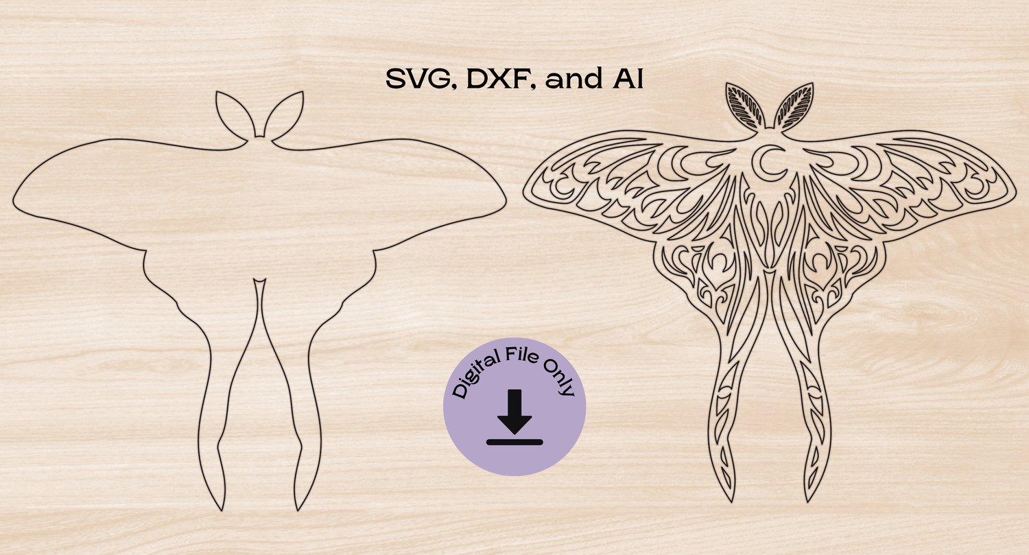 Luna Moth SVG Layered Laser Cut File – Gothic Boho Wall Art – Vinyl ...