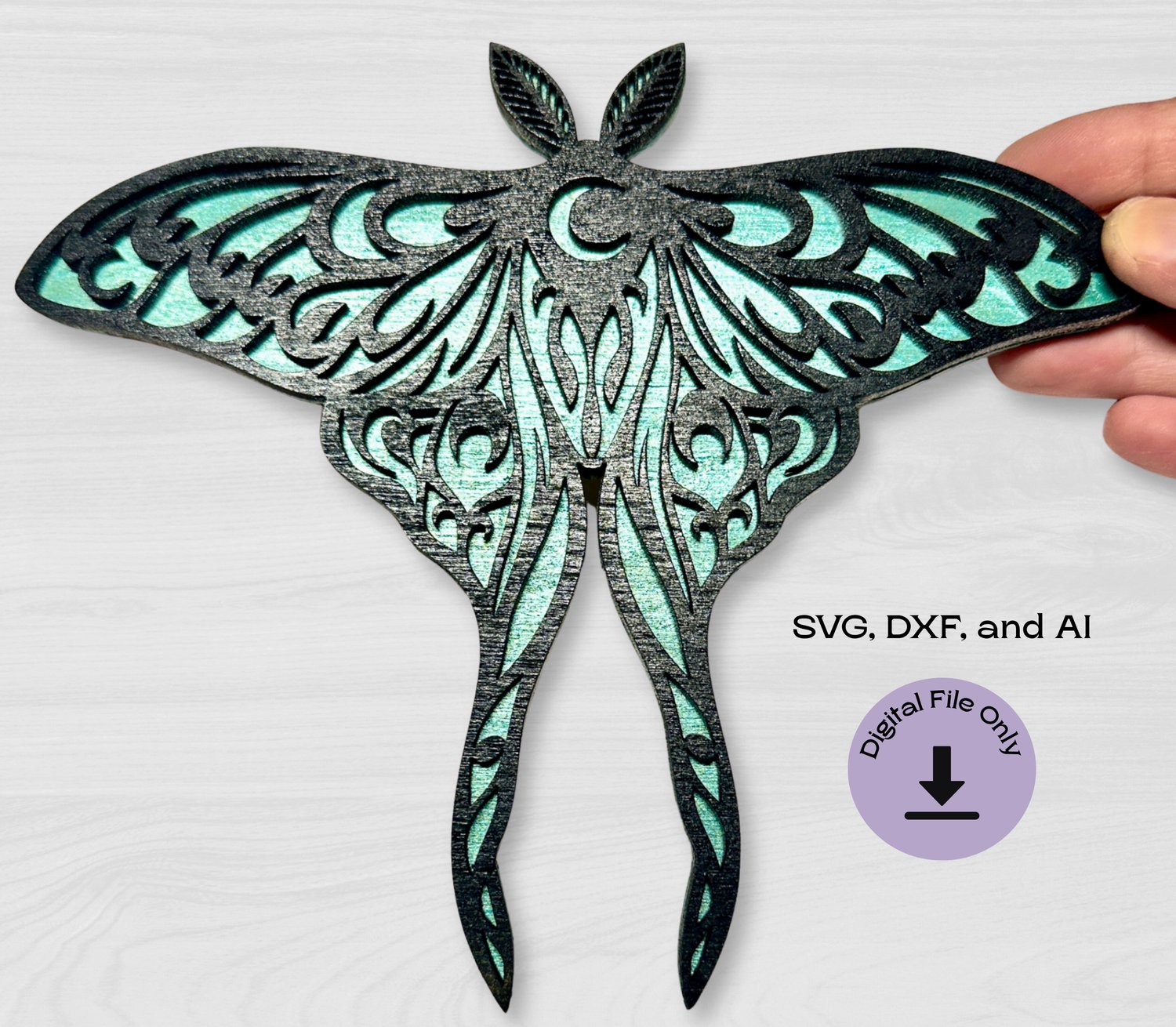 Luna Moth SVG Layered Laser Cut File – Gothic Boho Wall Art – Vinyl ...