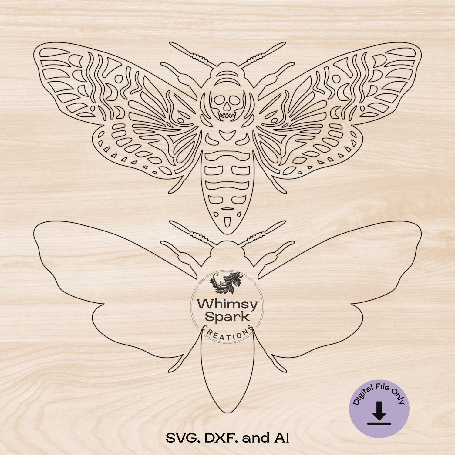 Death Head Moth Laser Cut File – Layered SVG for Vinyl or Laser Cutting ...