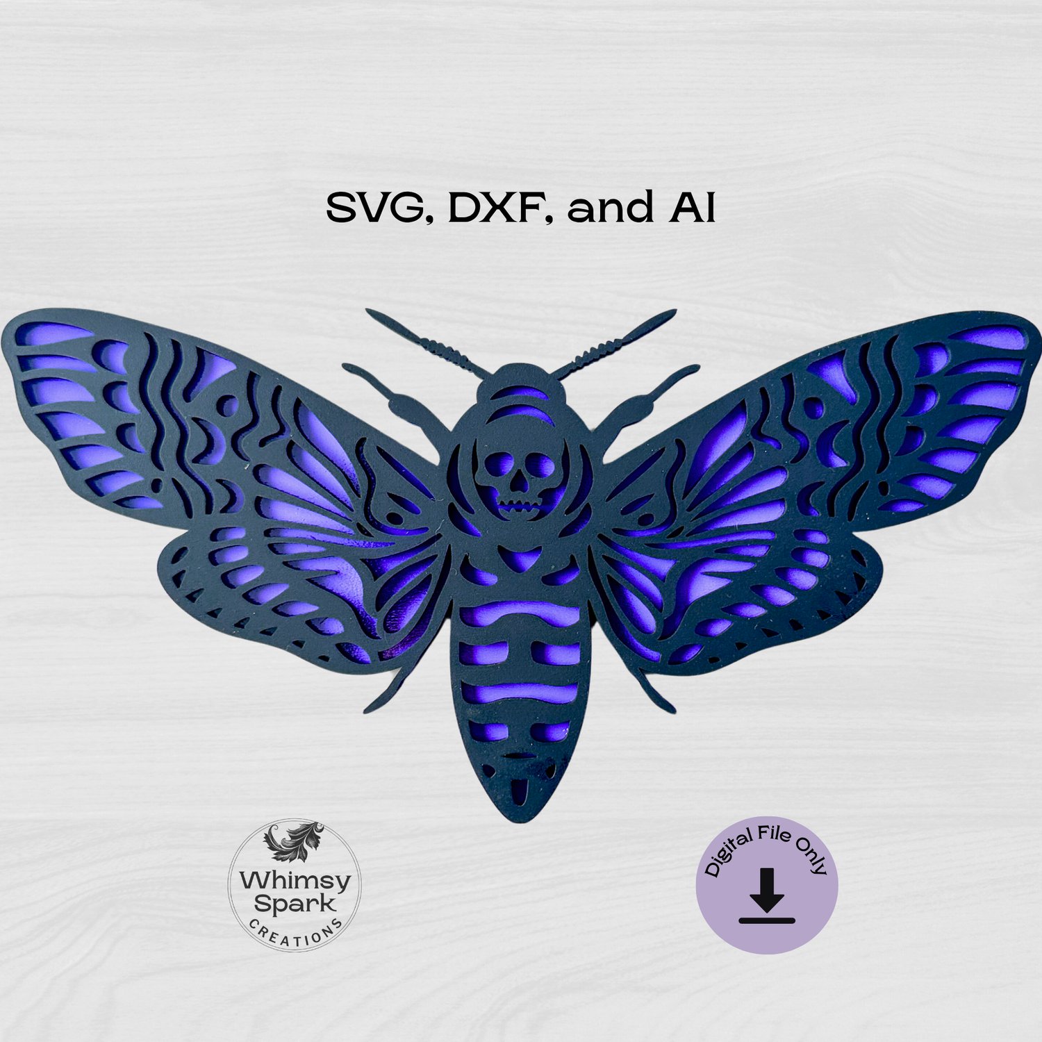 Death Head Moth Laser Cut File – Layered SVG for Vinyl or Laser Cutting ...