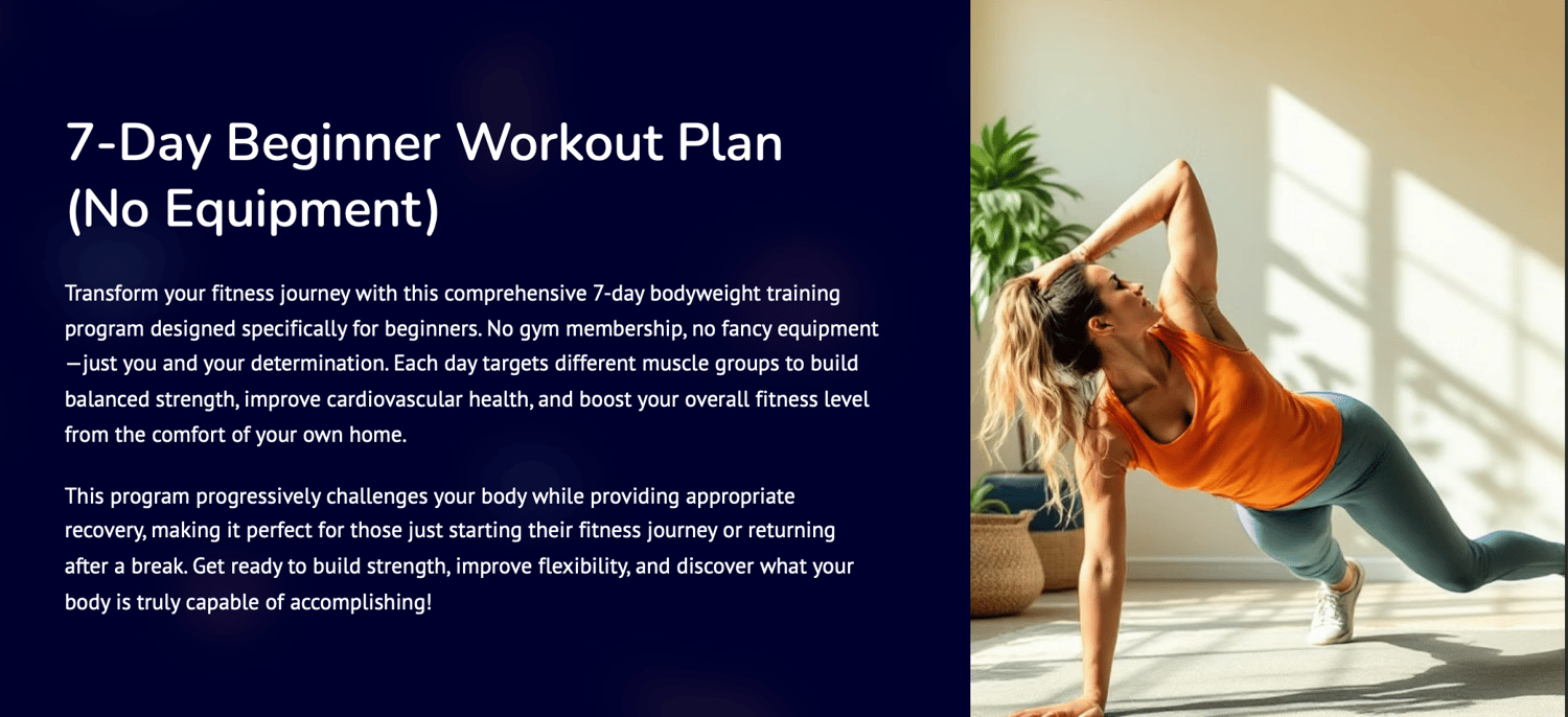 💪 7-Day Beginner Workout Plan (No Equipment) - Payhip