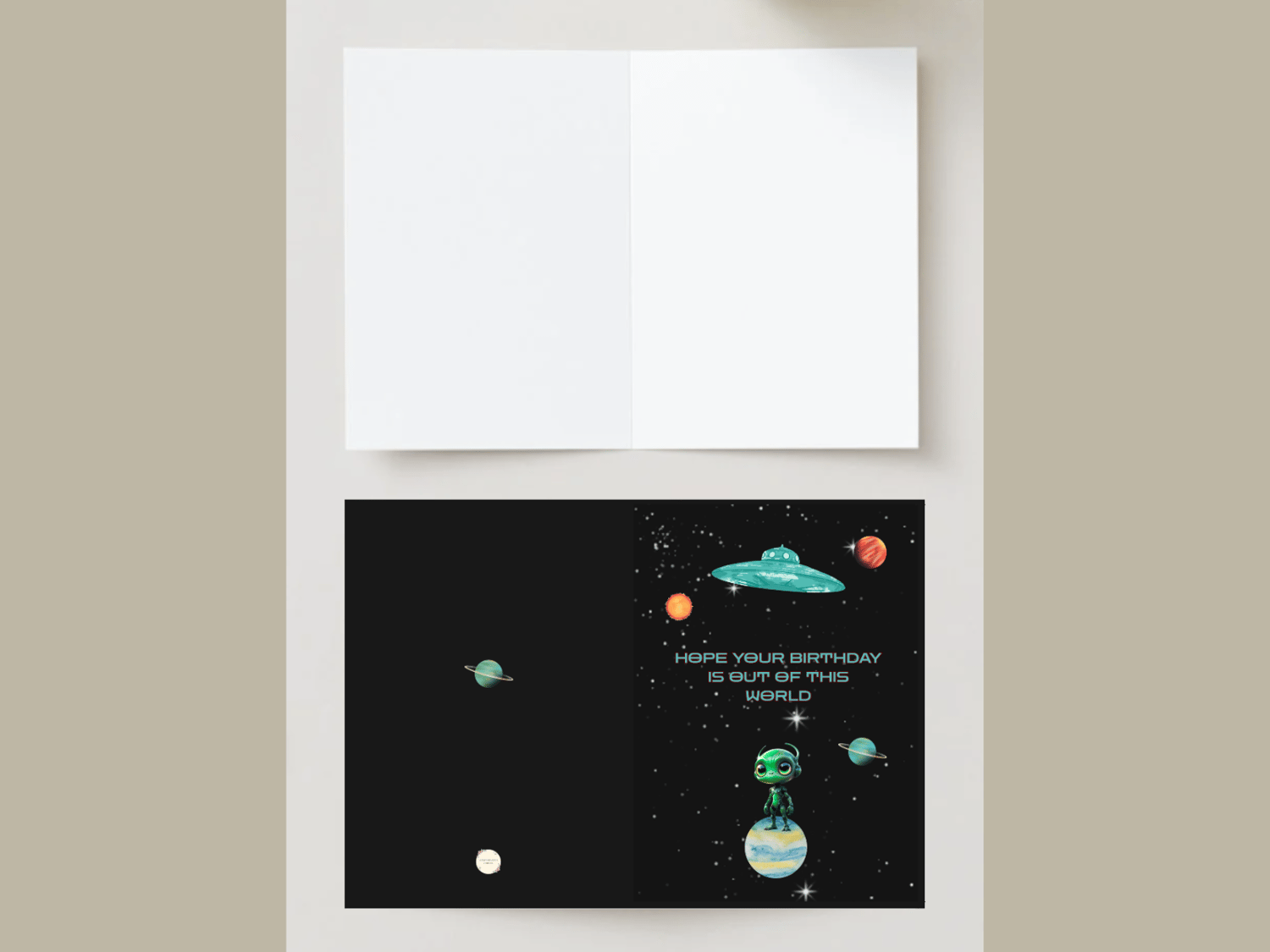 Printable Folded Alien Birthday Card – "Out of This World" - Payhip