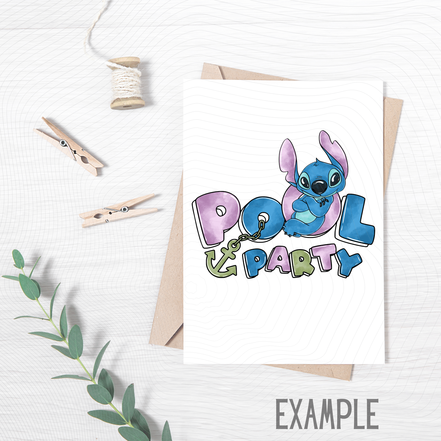 Stitch Pool Party Clipart PNG | Arte Digital Acuarela Verano | Descarga ...