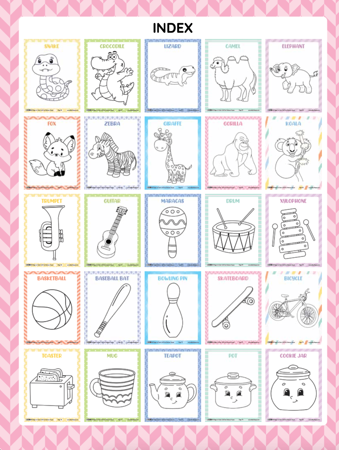 100 Pages of Fun to Color! | Cute Animals, Fruits, Foods & Everyday ...