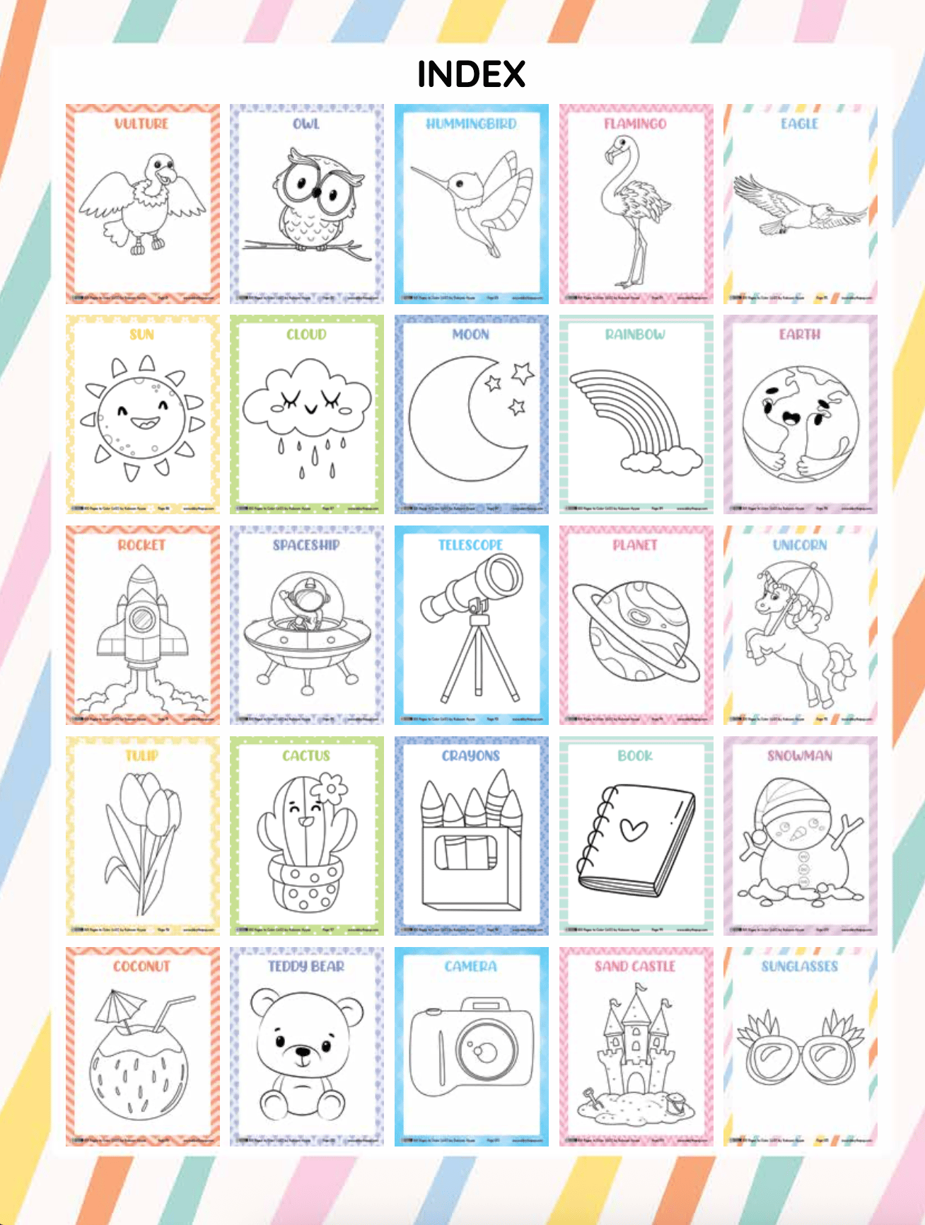 100 Pages of Fun to Color! | Cute Animals, Fruits, Foods & Everyday ...