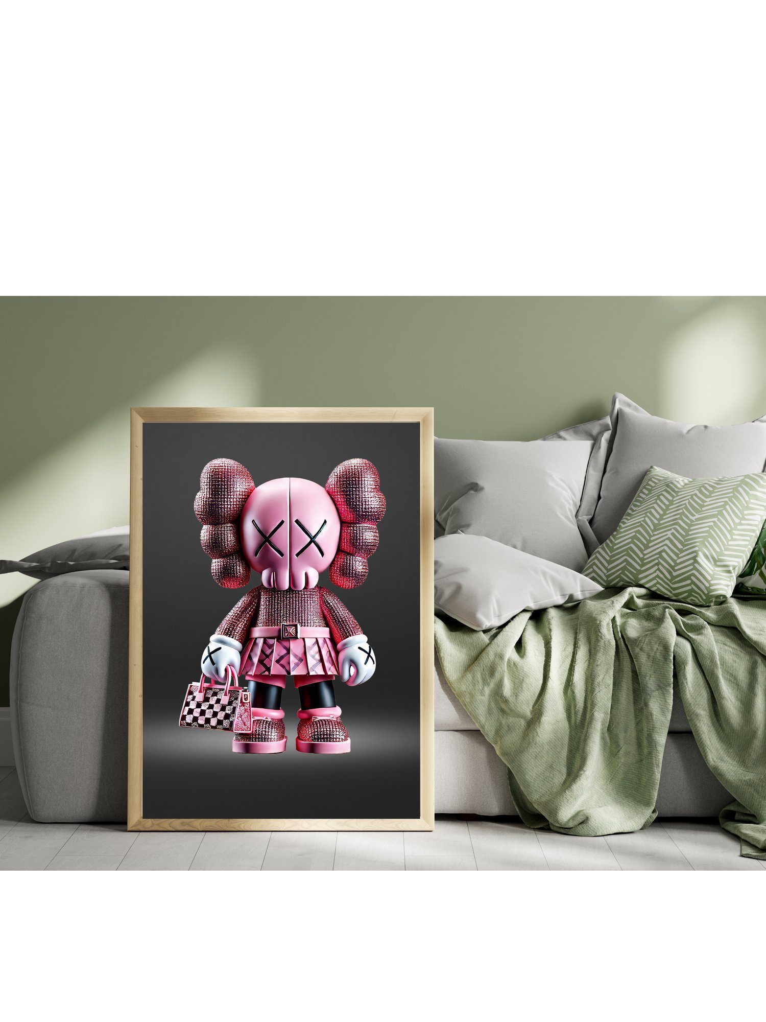 kaws wall art kaws poster, kaws figure set of 3 Printable pink kaws ...
